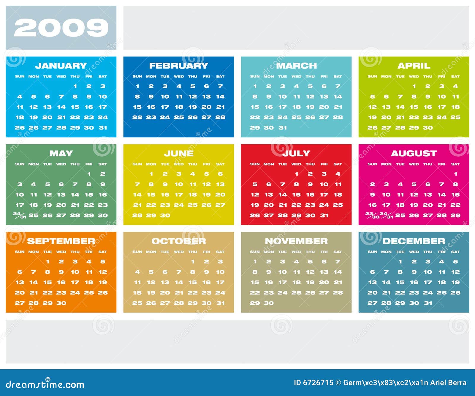 Kalender 2009. vector illustratie. Illustration of illustratie - 6726715