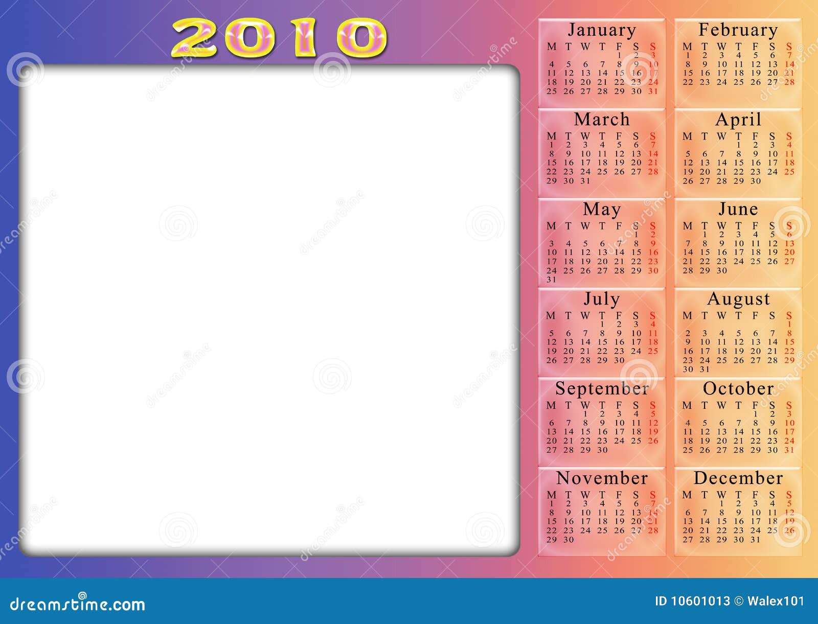 Kalender (2010) stock abbildung. Illustration von plazierung - 10601013