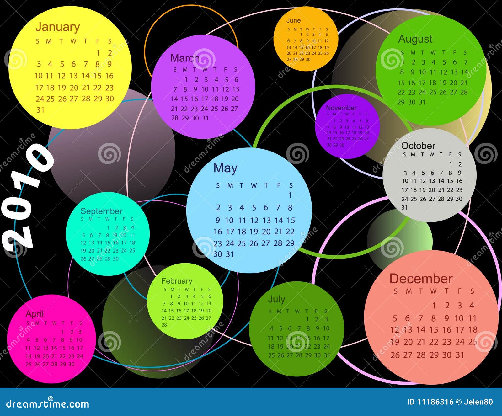 Kalender, 2010 vector illustratie. Illustration of datum - 11186316