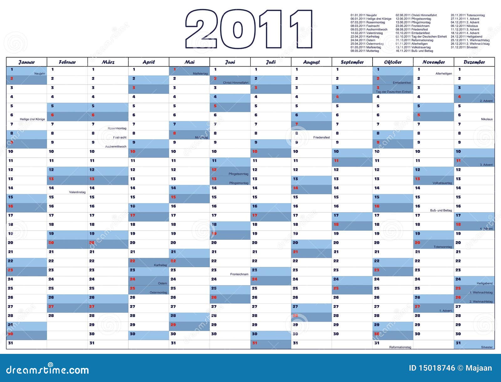 Kalender 2011 Lizenzfreies Stockbild - Bild: 15018746