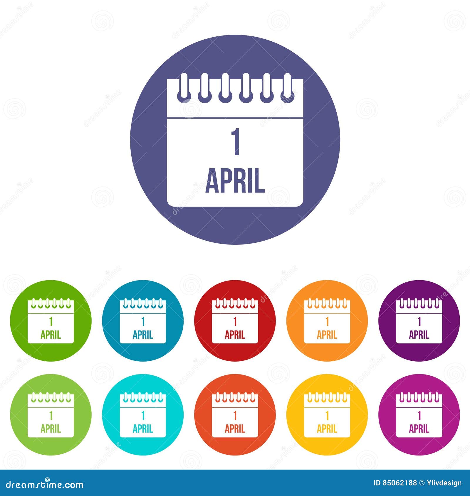 Kalender 1 April Vastgestelde Pictogrammen Vector Illustratie ...