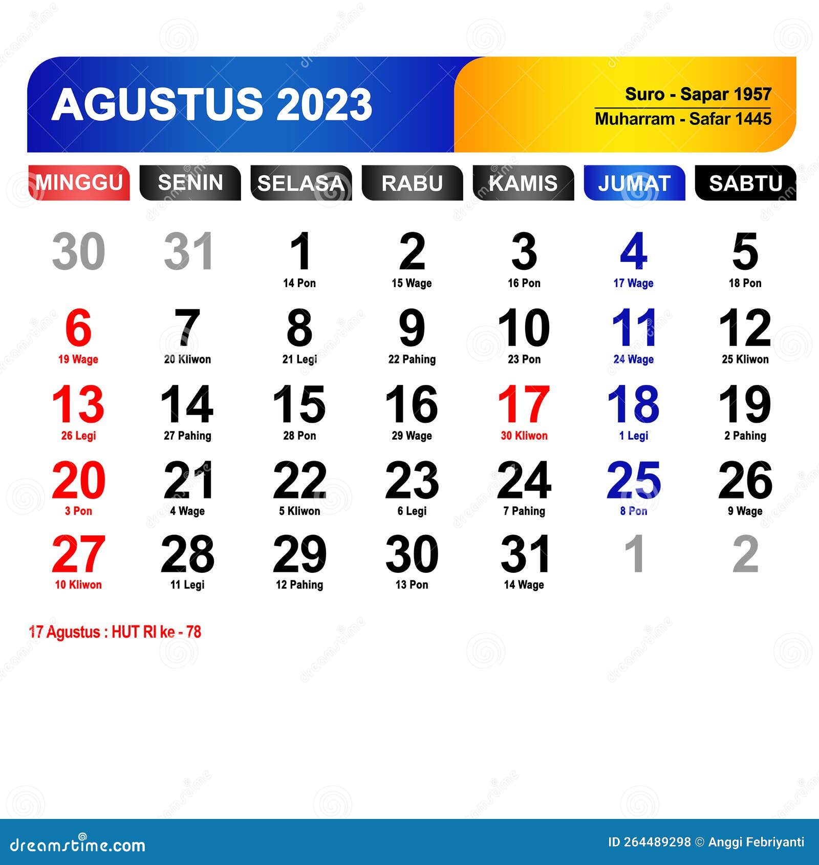 Kalender Bulan Agustus 2023 Lengkap Dengan Hari Libur Photo stock ... Kalender Bulan Agustus 2023 Lengkap Dengan Hari Libur Photo stock ...