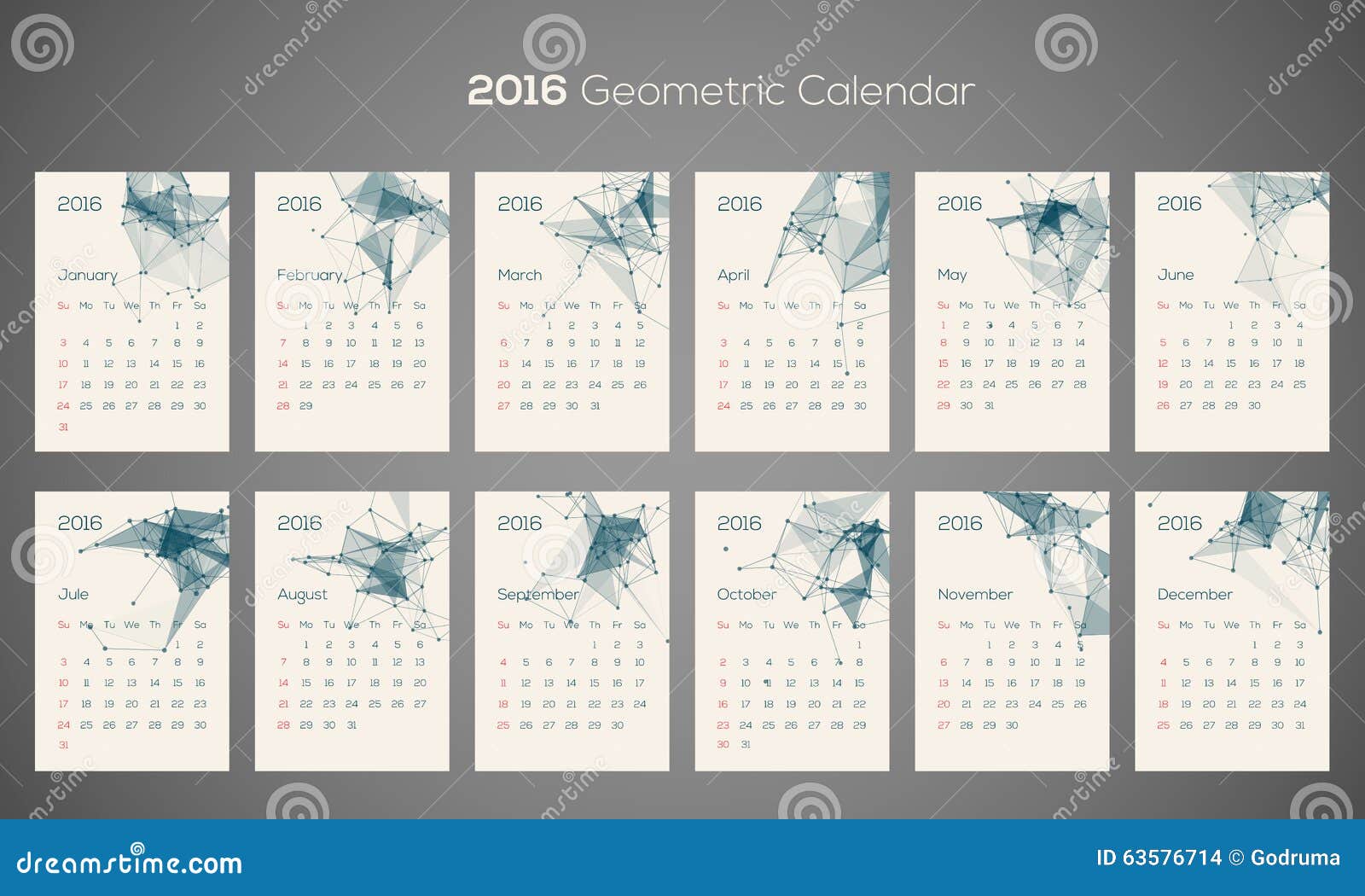 Kalender 2016 Im Modernen Geometrischen Design Vektor Abbildung ...