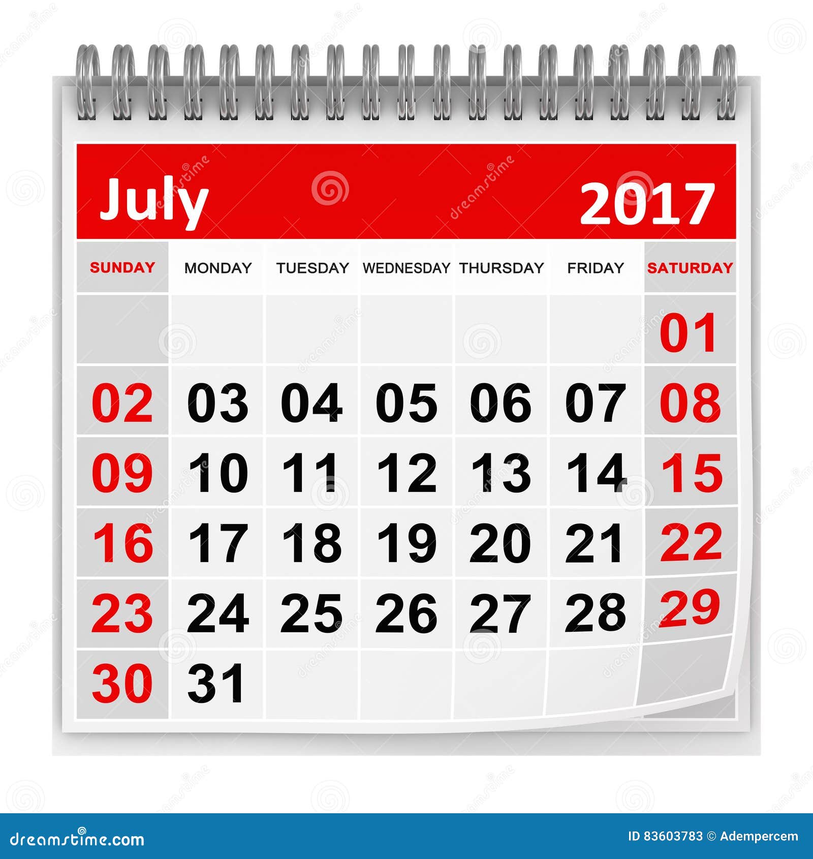 Kalender - Juli 2017 stock abbildung. Illustration von juli - 83603783