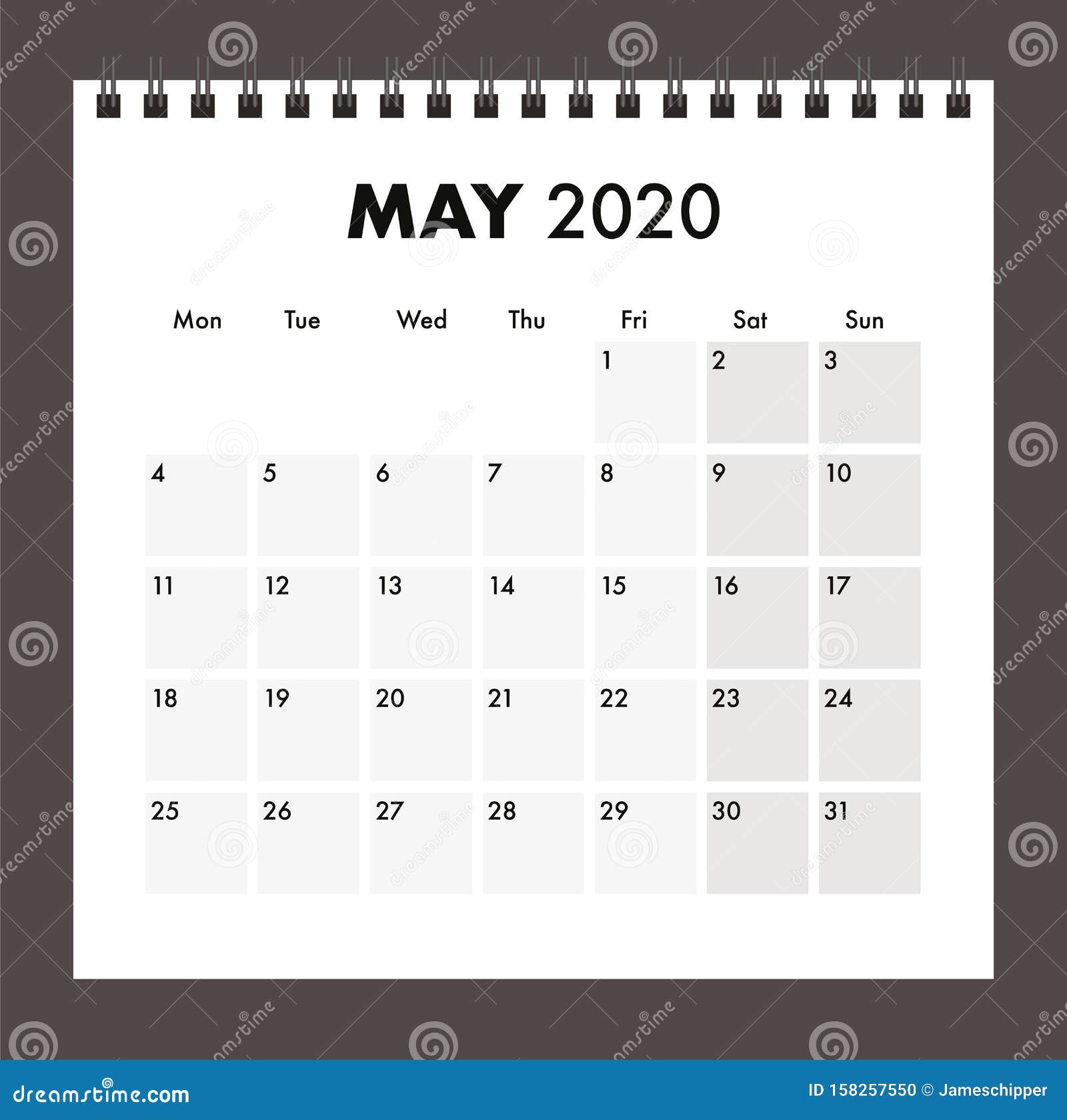Kalender Mei 2020 Met Draadband Stock Illustratie - Illustration of ...