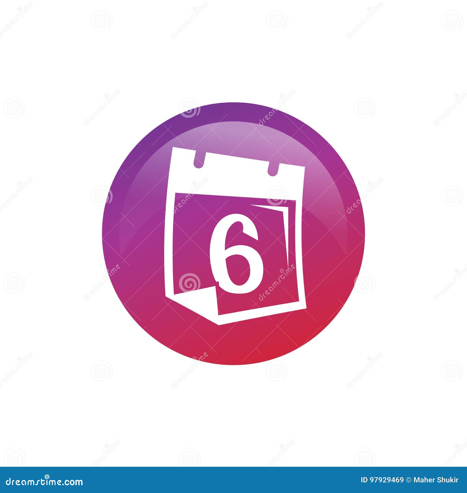 Kalender Met Nummer 6 Pictogram Vector Illustratie - Illustration of ...