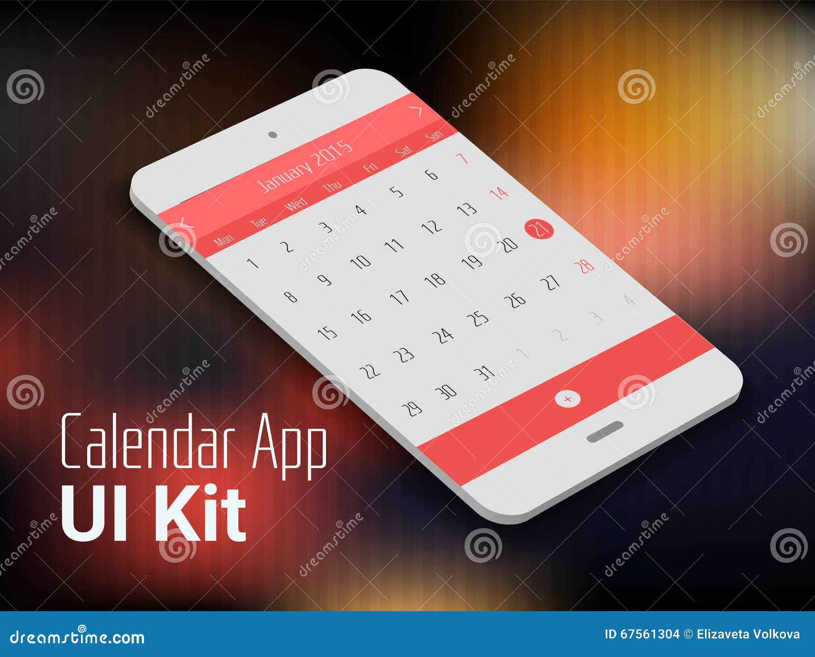Kalender Mobiel App UI Smartphonemodel Vector Illustratie ...