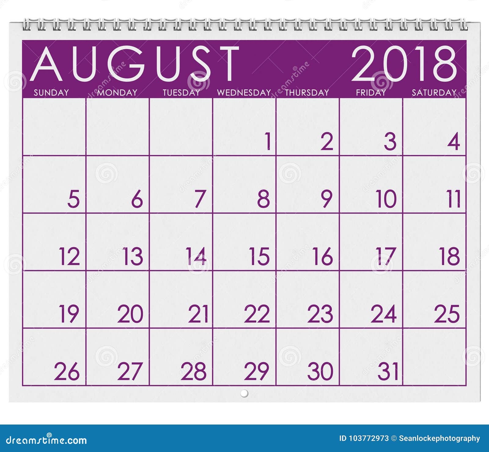 Kalender 2018: Monat August Stock Abbildung - Illustration von draht ...