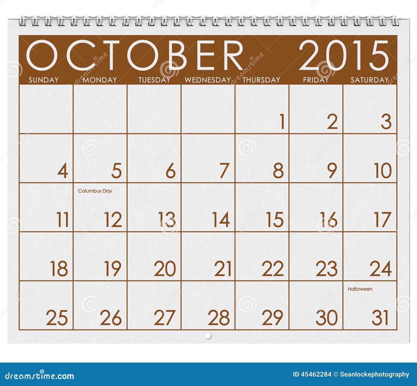 Kalender 2015: Monat Oktober Stock Abbildung - Illustration von ...