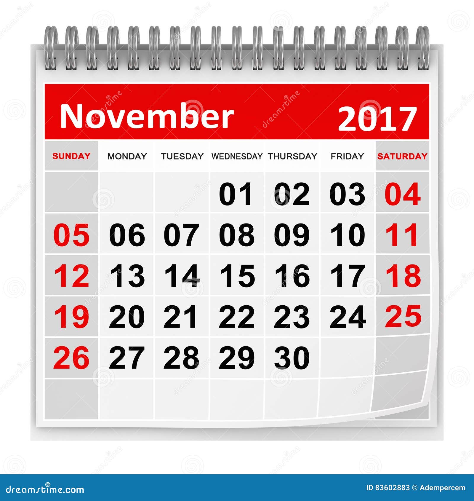 Kalender - November 2017 stock illustrationer. Illustration av ...