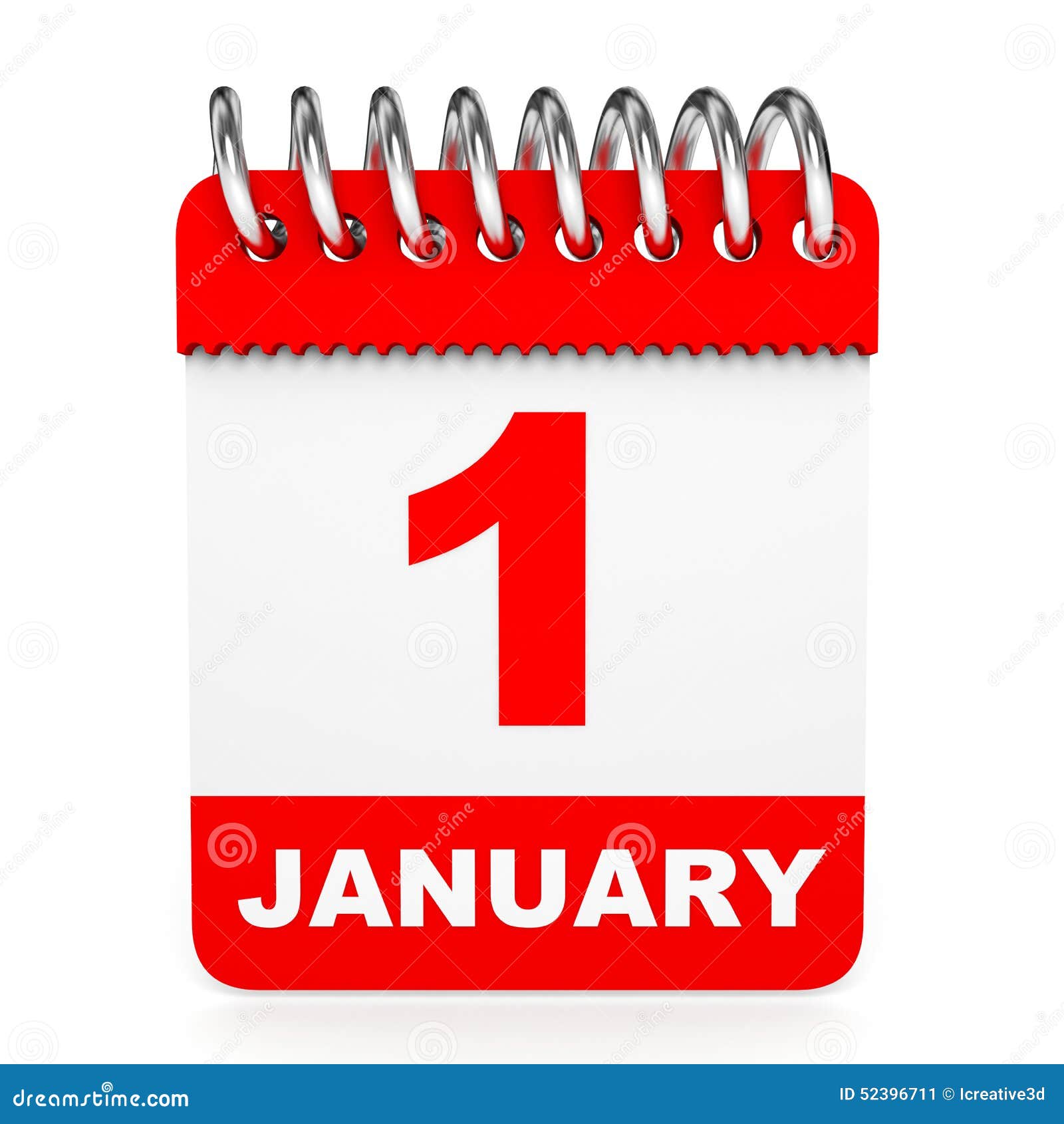 Kalender Op Witte Achtergrond 1 Januari Stock Illustratie ...