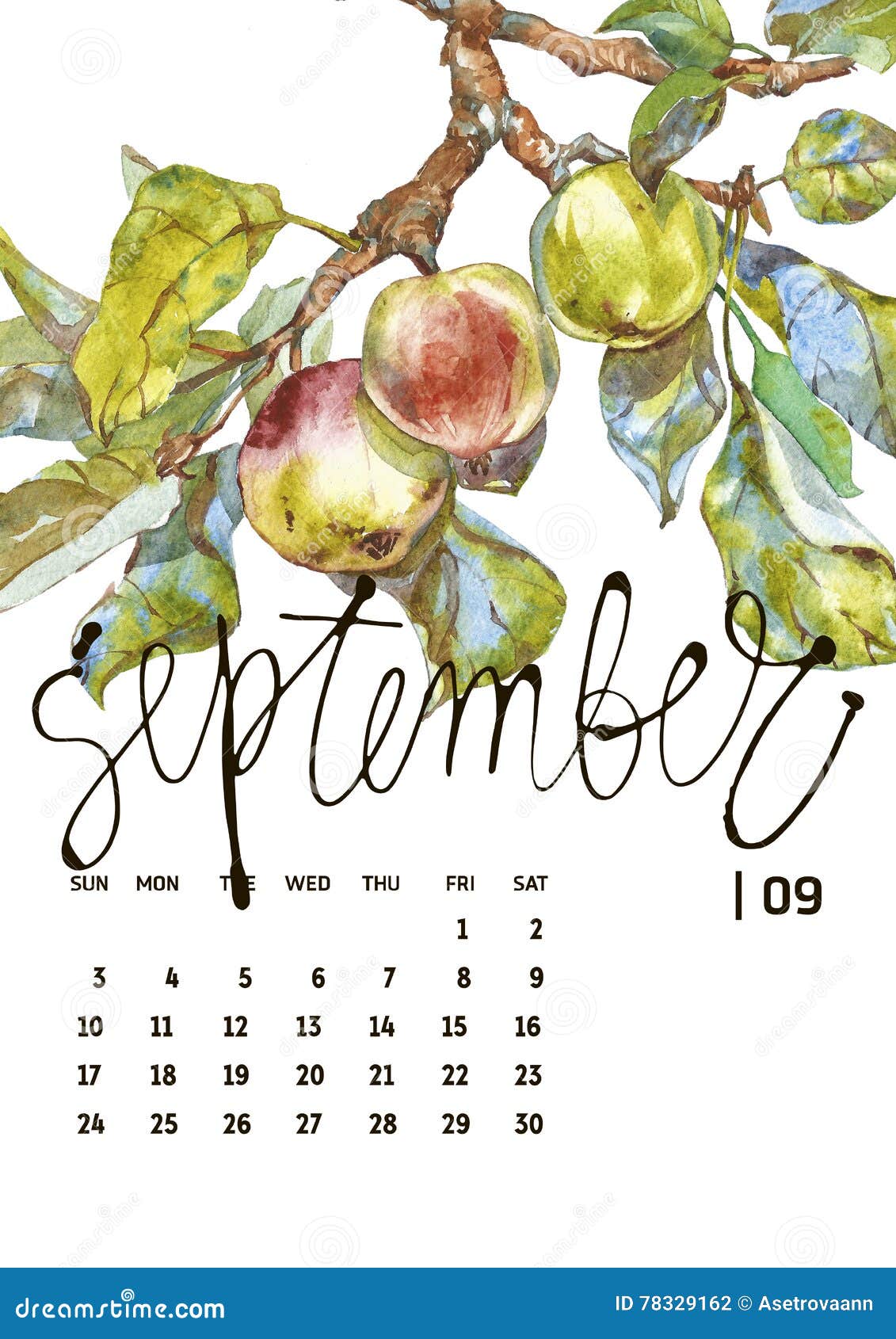 Kalender 2017 Schablonen Mit Aquarell Illustations Stock Abbildung ...