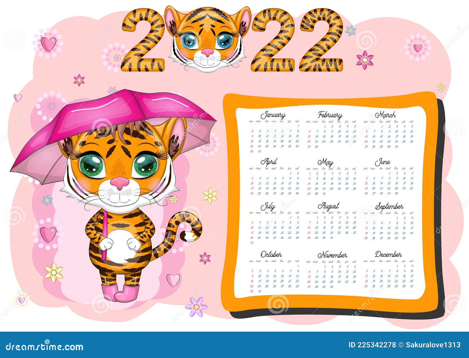 Kalender 2022. Tijger Een Symbool Van De Tekenfilmtijger Van Het Nieuwe ... Kalender 2022. Tijger Een Symbool Van De Tekenfilmtijger Van Het Nieuwe ...