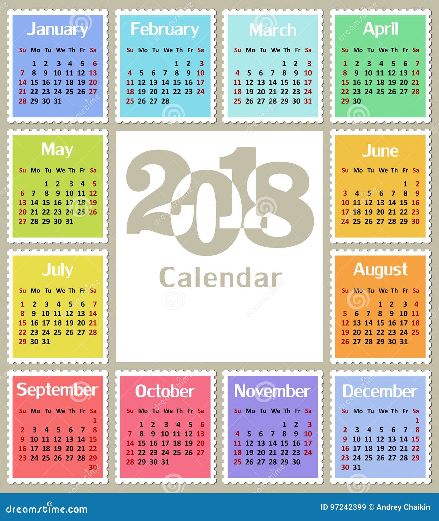 Kalender voor jaar vector illustratie. Illustration of decennium - 97242399