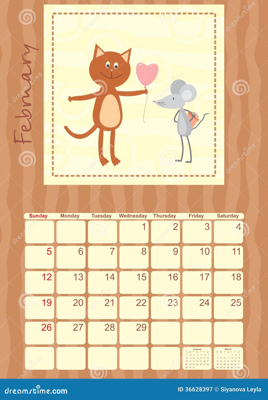 Kalendermonat Vom Februar 2012 Vektor Abbildung - Illustration von nett ...