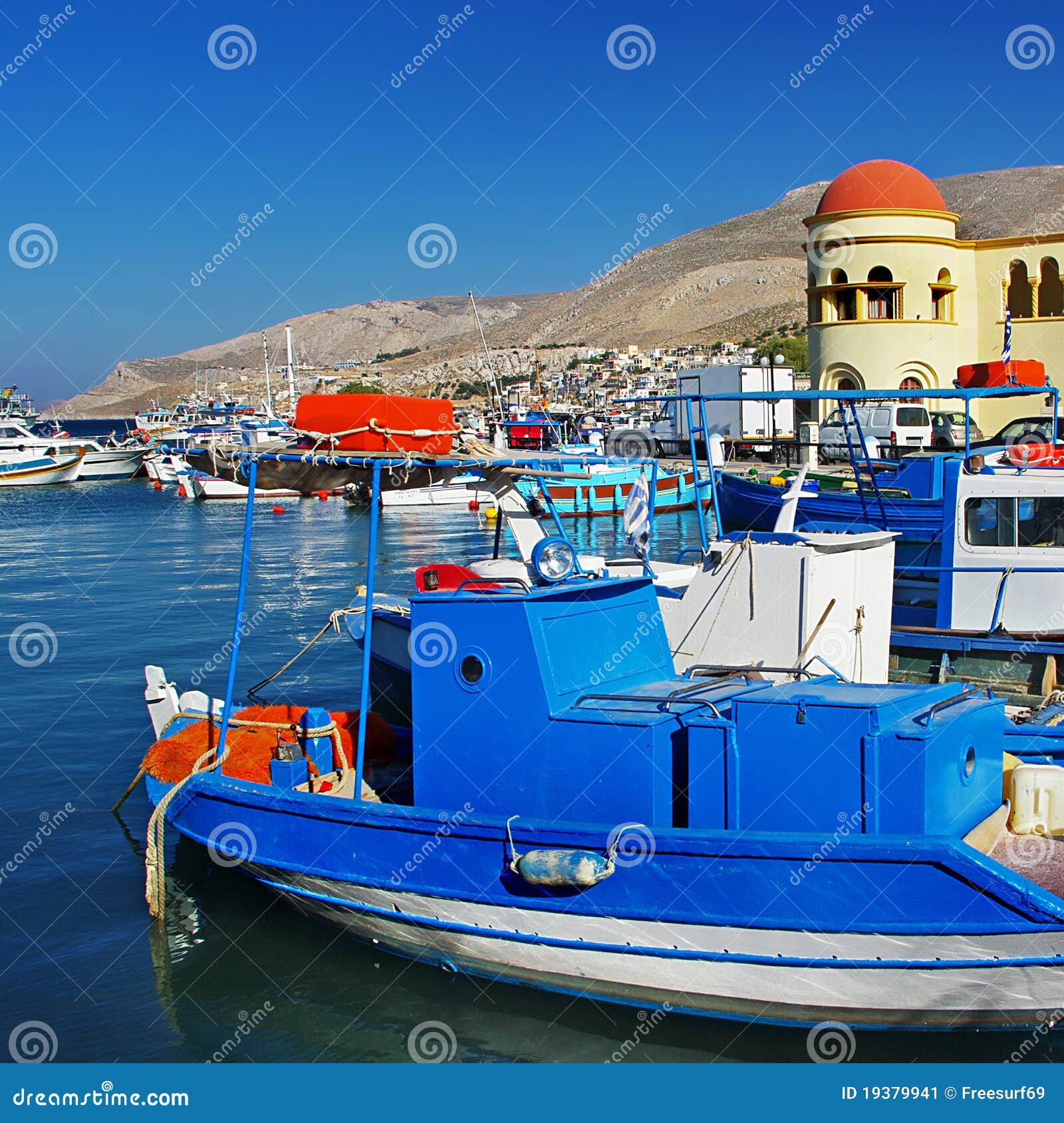 Kalimnos island Greece stock image. Image of quay, mountains - 19379941