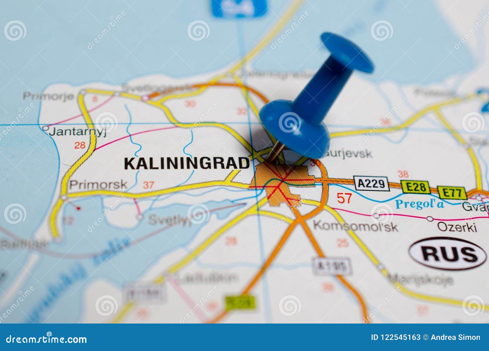 Kaliningrado en mapa imagen de archivo. Imagen de rusia - 122545163