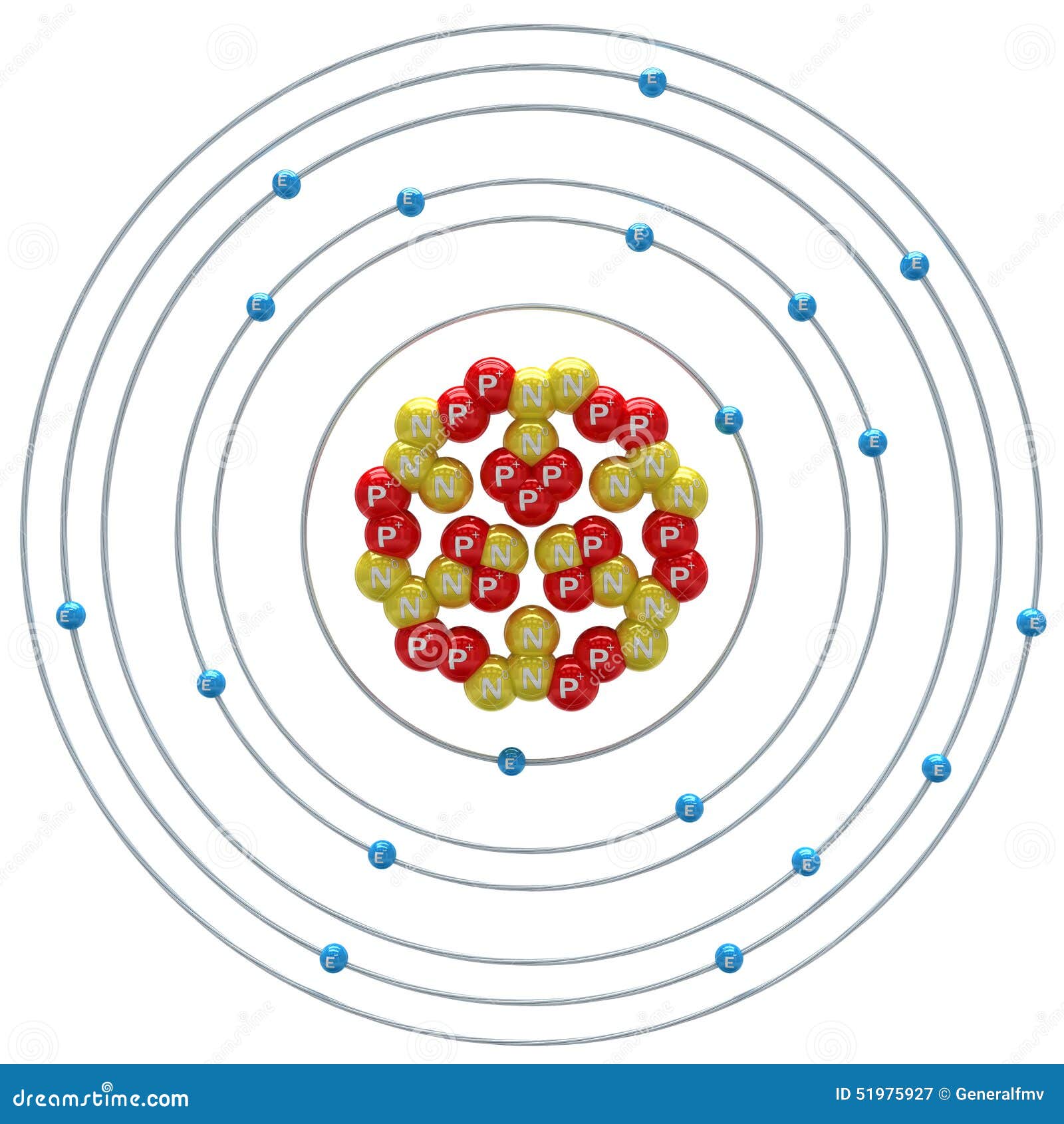 Kalium Atom on a White Background Stock Illustration - Illustration of ...