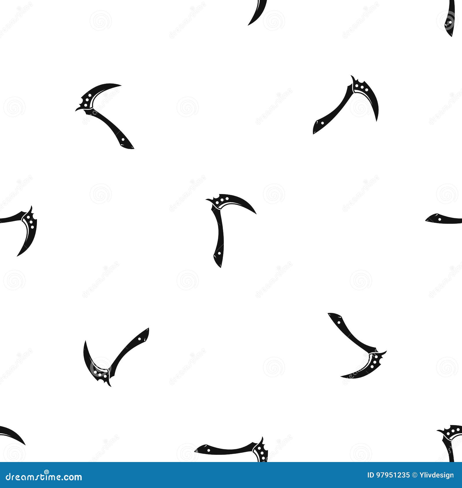 Kama Weapon Pattern Seamless Black Stock Vector - Illustration of ...