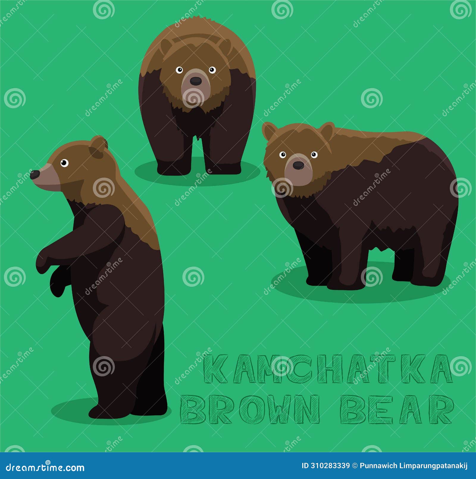 Kamchatka Brown Bear Cartoon Vector Illustration Stock Vector