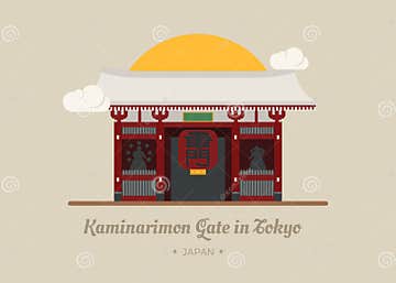 Kaminarimon Gate in Tokyo , Japan Stock Vector - Illustration of ...