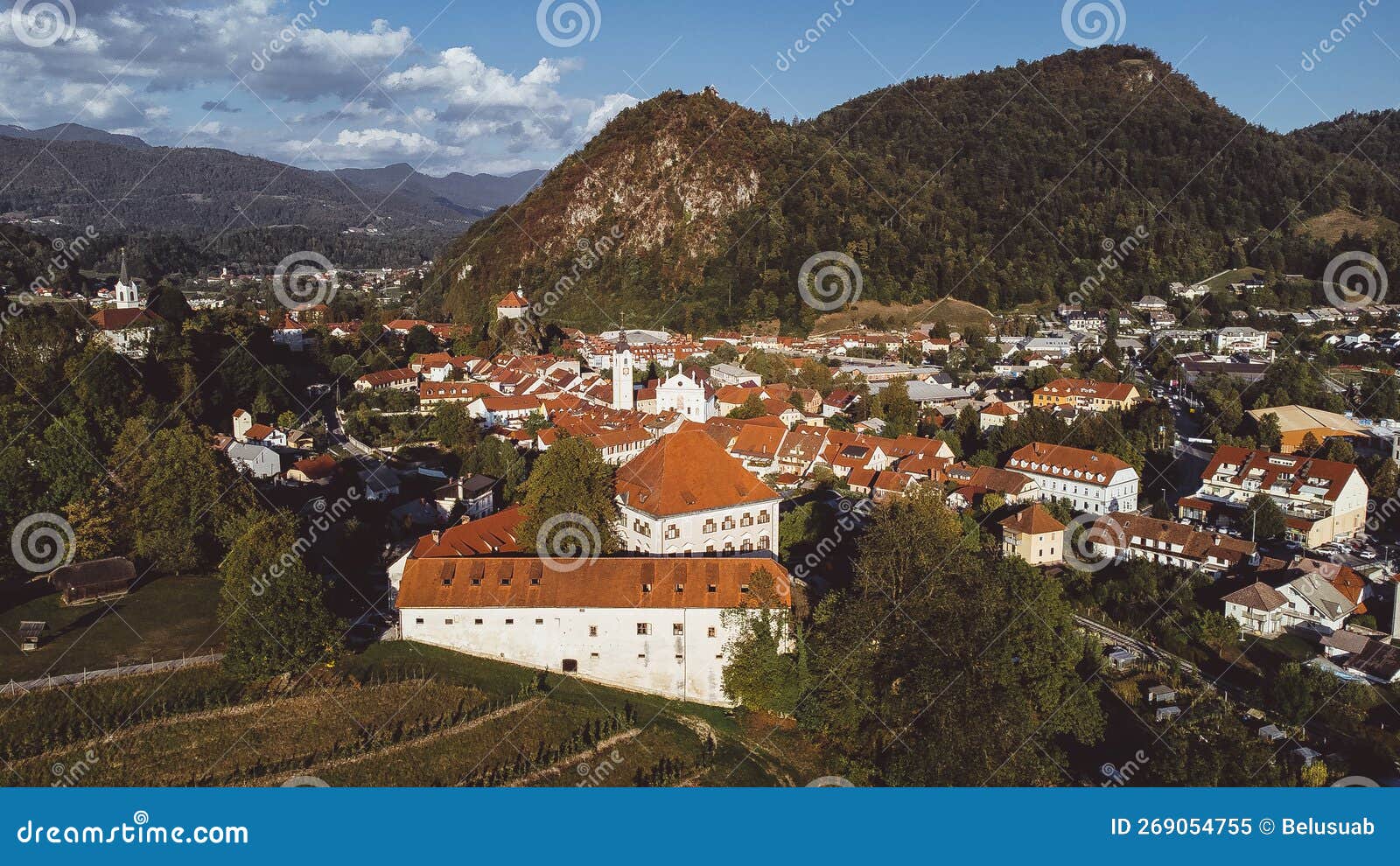 Kamnik old town from above stock image. Image of view - 269054755