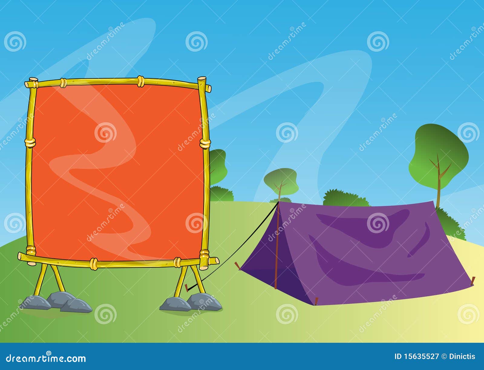 Kamp Met Lege Houten Signage Vector Illustratie - Illustration of ...