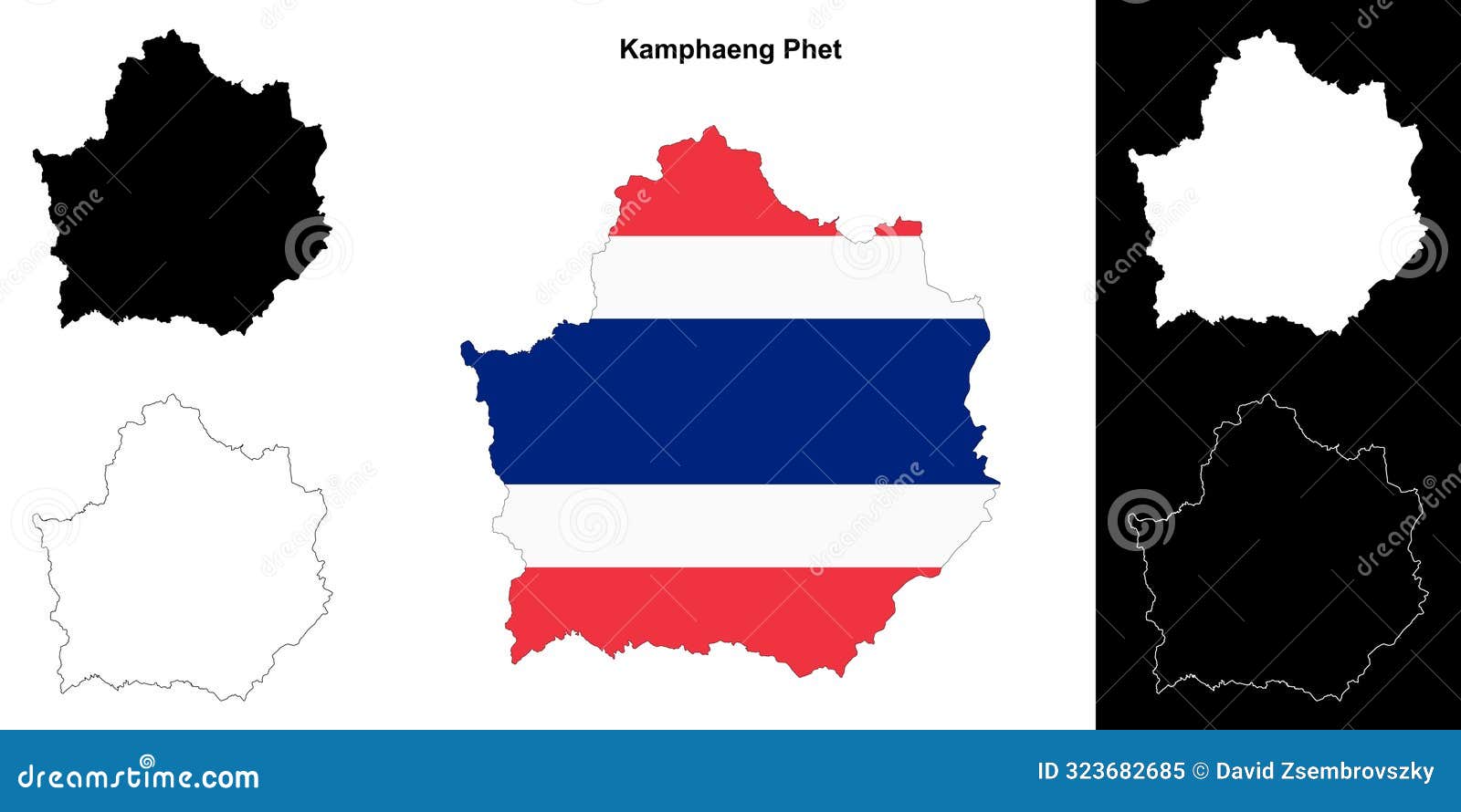 Kamphaeng Phet outline map stock vector. Illustration of vector - 323682685