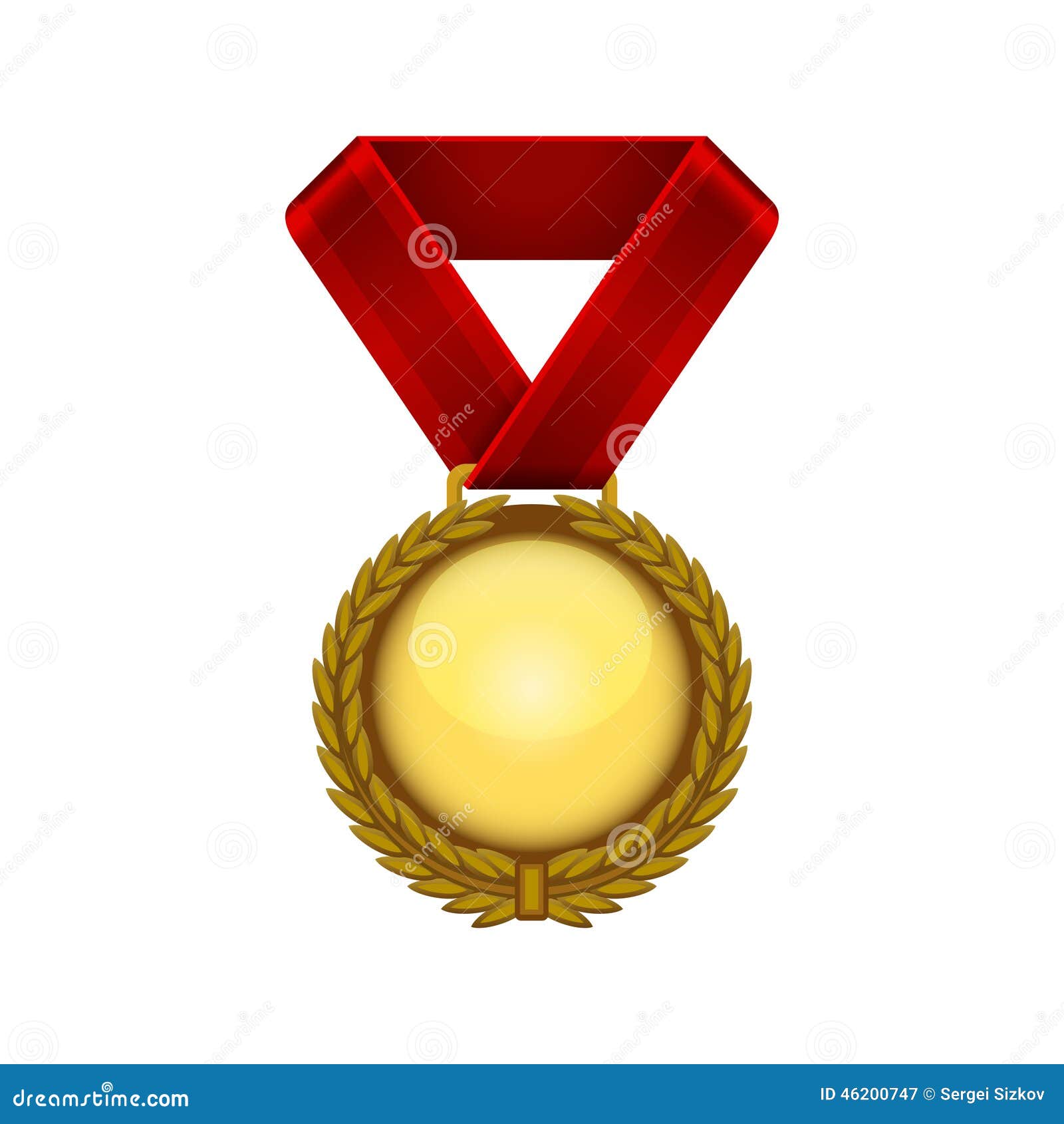 Kampioens Gouden Medaille Met Rood Lint Vector Vector Illustratie ...