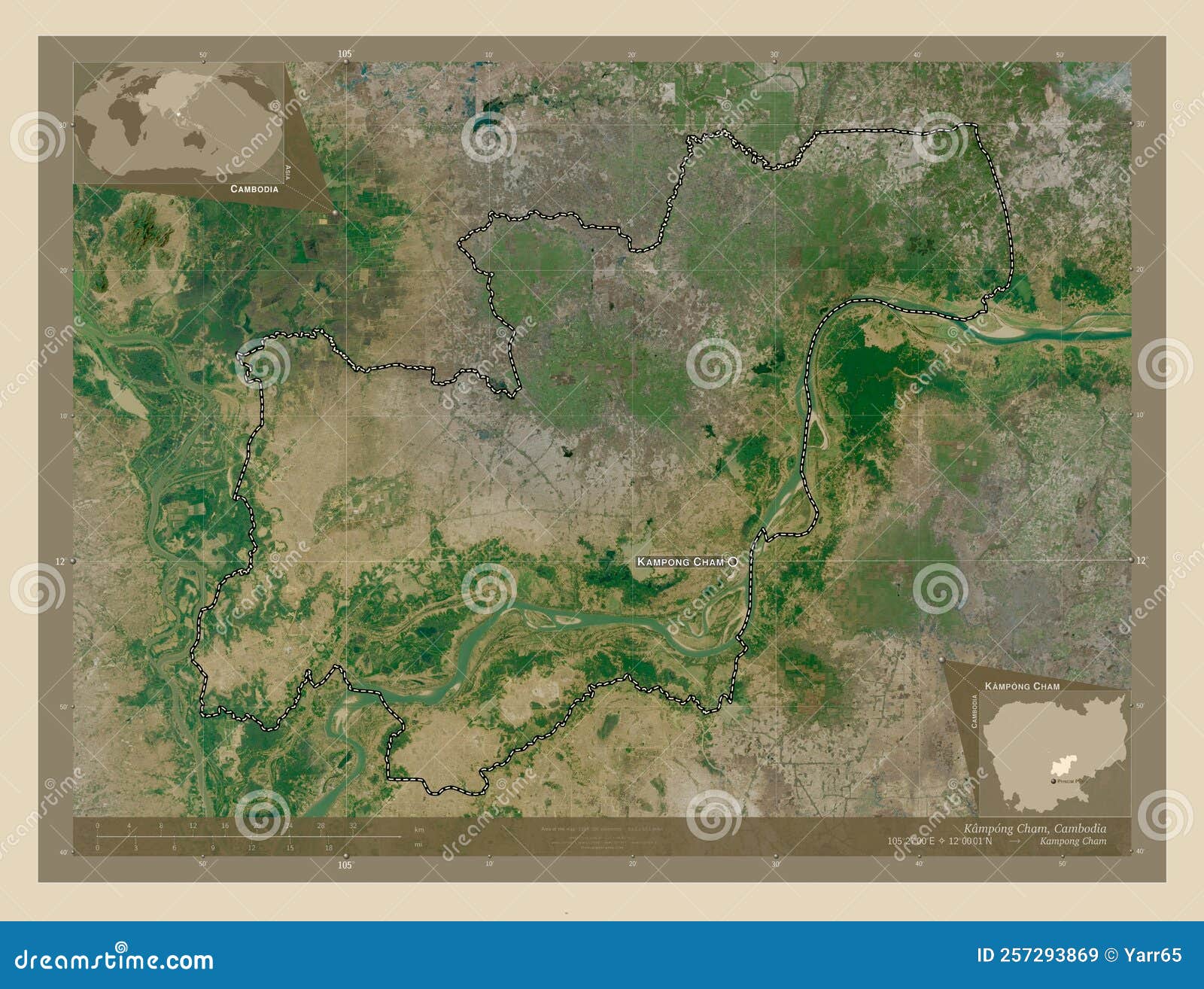 Kampong Cham, Cambodia. High-res Satellite. Labelled Points of Cities ... Kampong Cham, Cambodia. High-res Satellite. Labelled Points of Cities ...