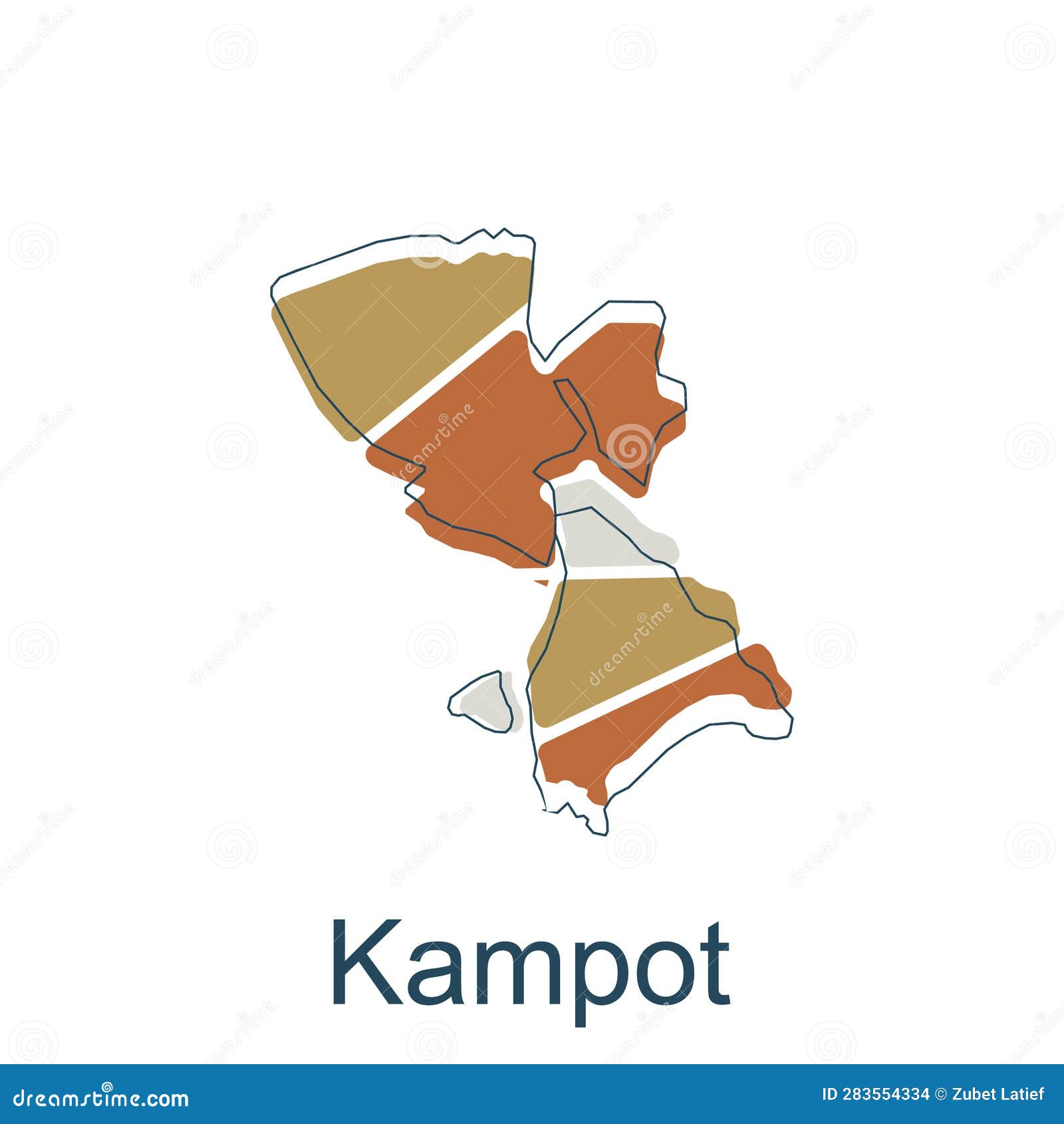 Kampot Map. High Detailed Provinces of Cambodia Map Vector Illustration ...