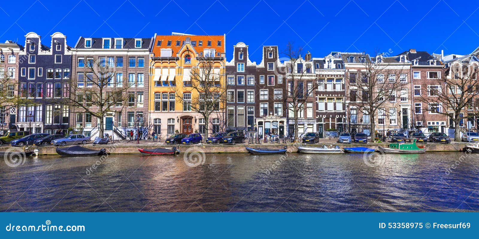 Kanalen Van Amsterdam Panoramisch Beeld Stock Afbeelding - Image of ...