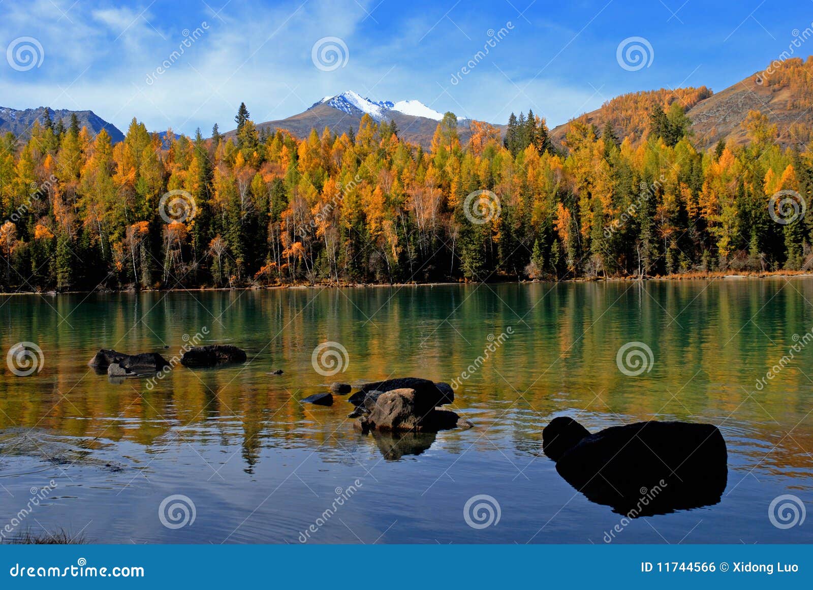Kanas Lake stock photo. Image of rock, mountain, autumn - 11744566