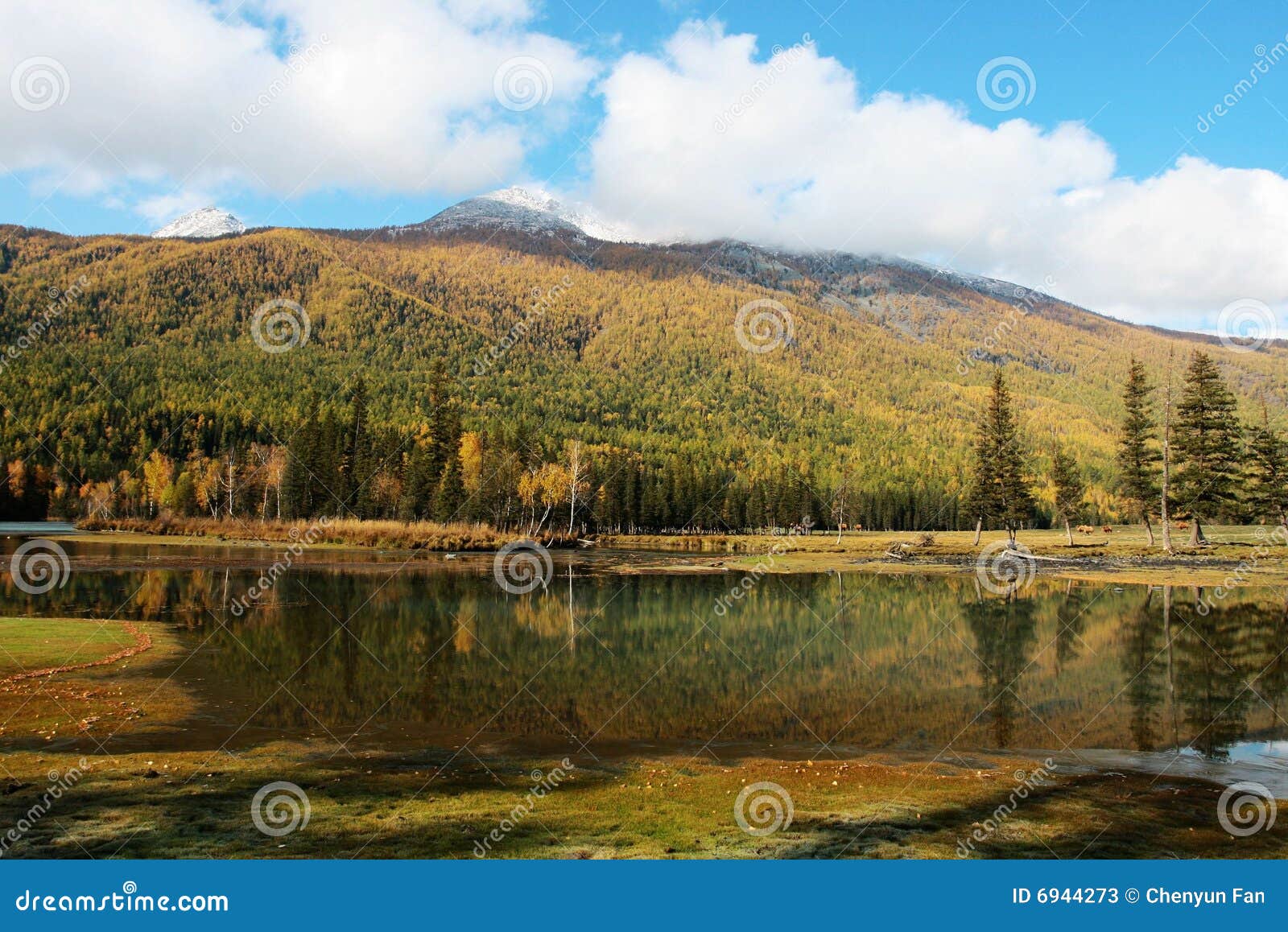 Kanas lake stock image. Image of fall, fairy, mountain - 6944273