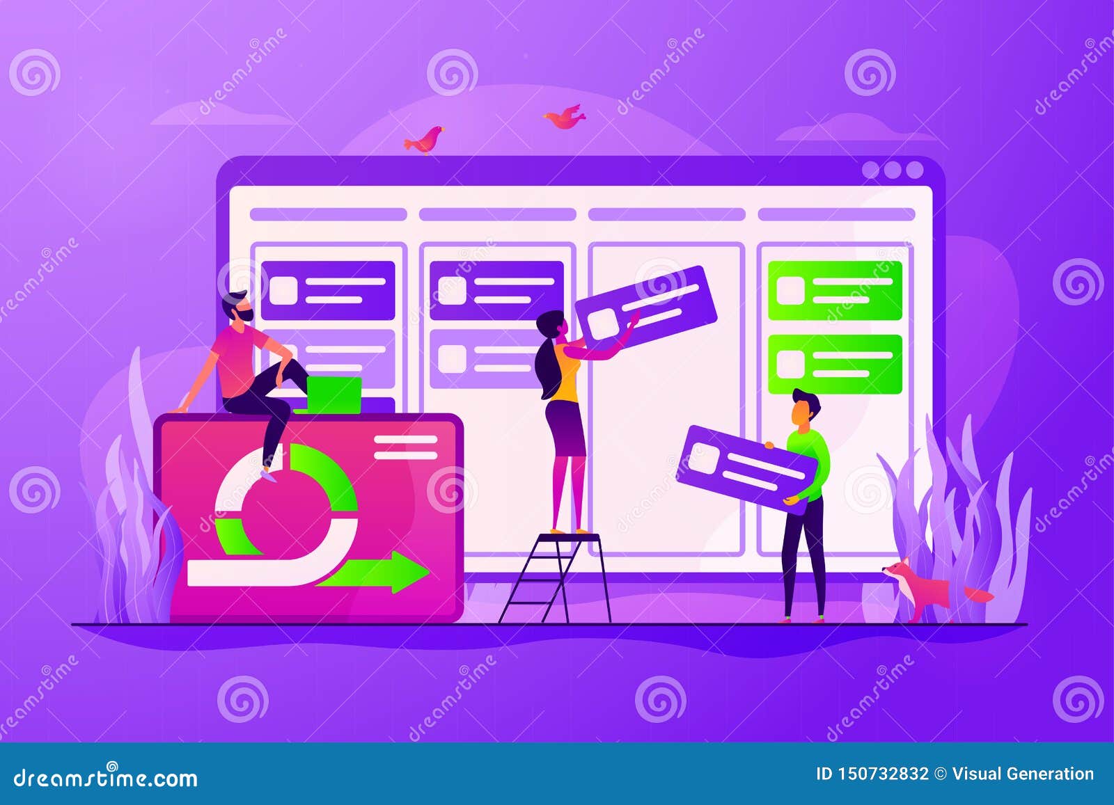 Kanban Board Concept Vector Illustration Stock Vector - Illustration of ...