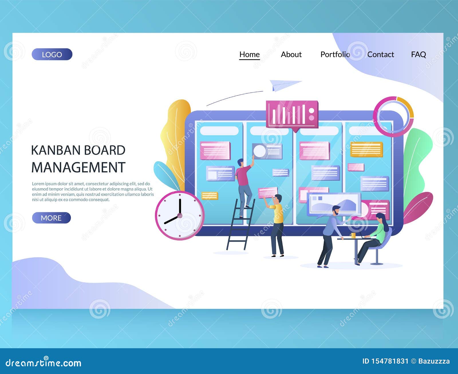 Kanban Board Management Vector Website Landing Page Design Template ...