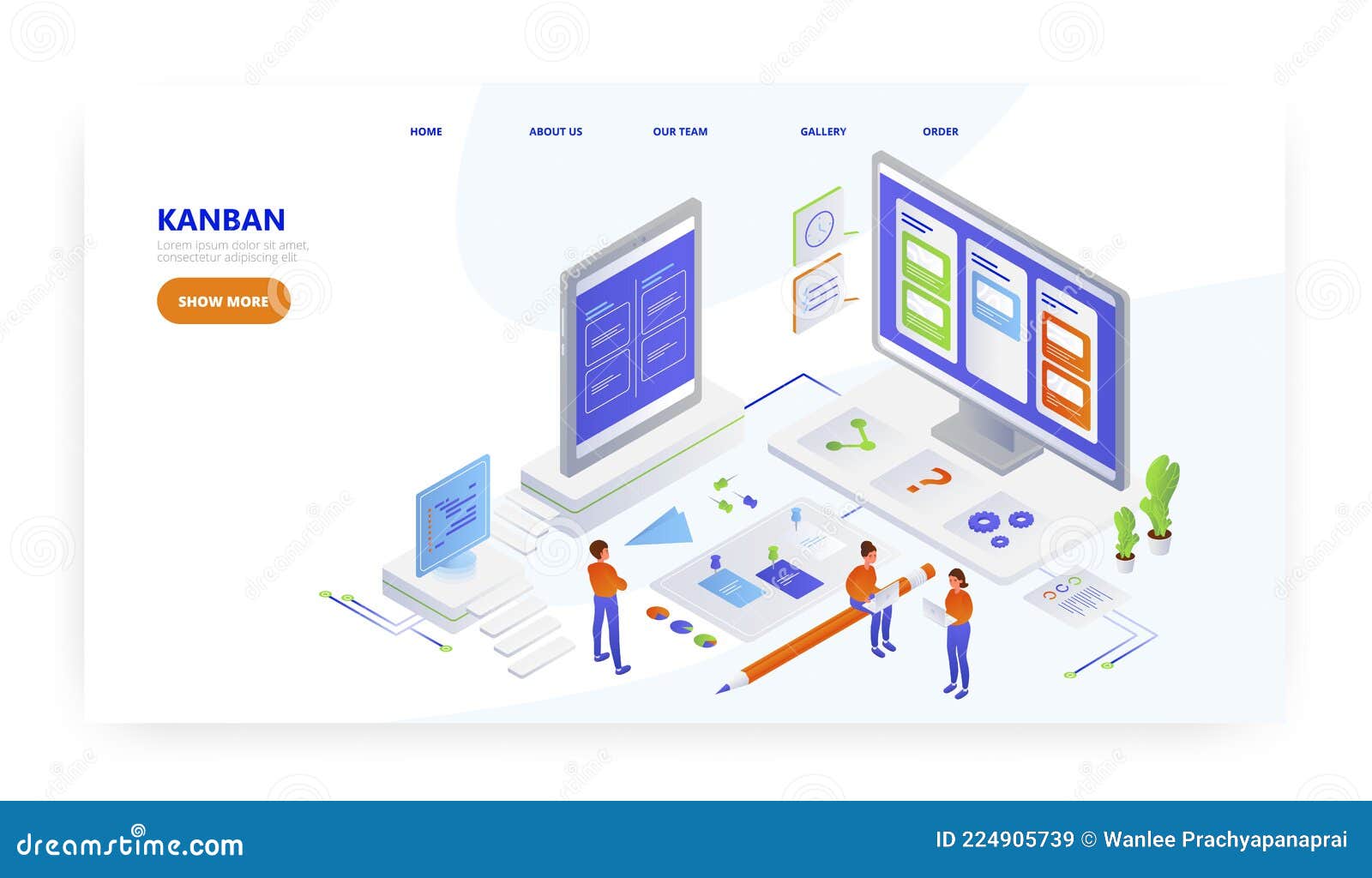 Kanban, Landing Page Design, Website Banner Vector Template. Scrum Task ... Kanban, Landing Page Design, Website Banner Vector Template. Scrum Task ...