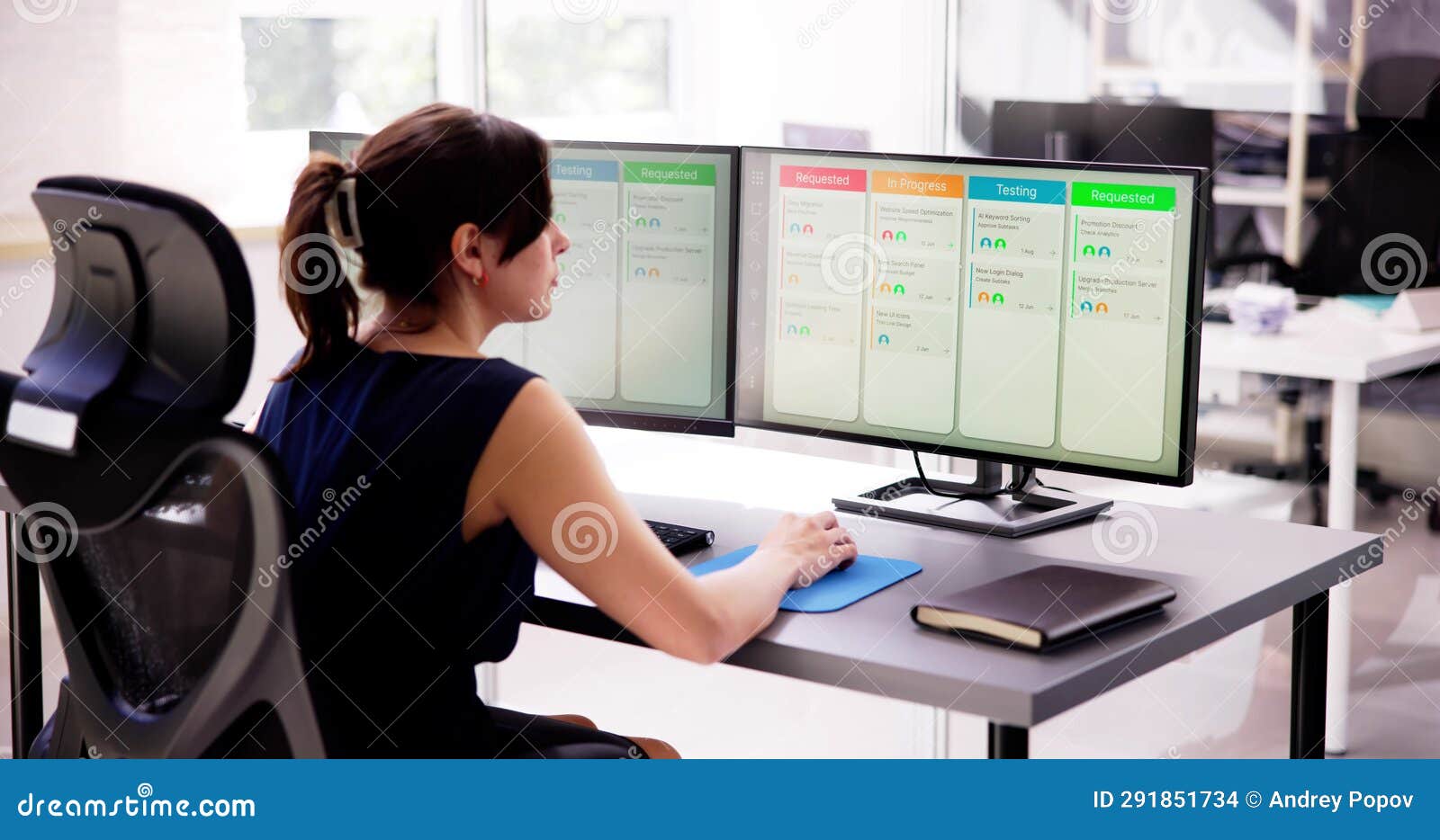 Kanban Project Management Software on Laptop Stock Photo - Image of ...