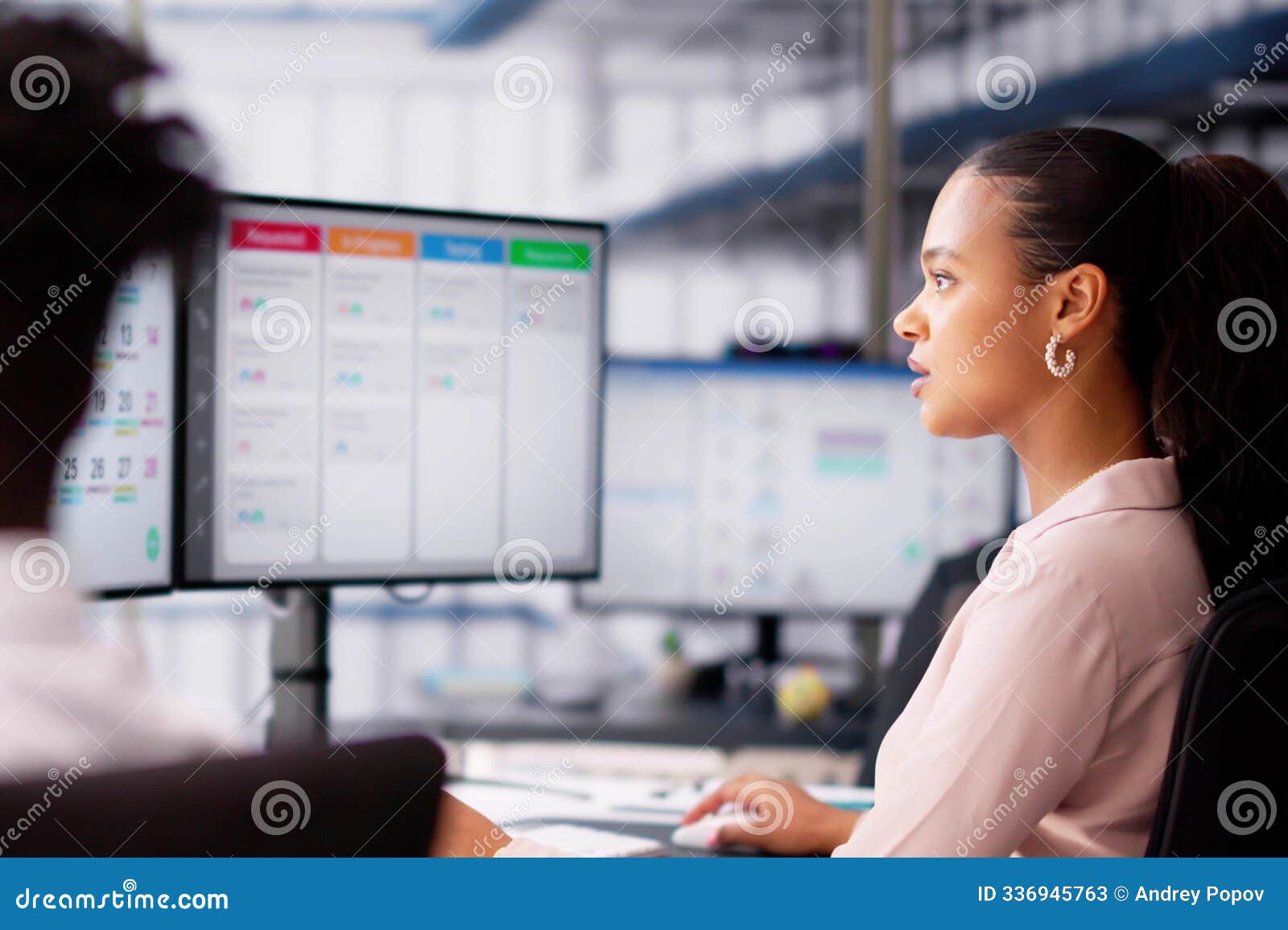 Kanban Project Management Software on Laptop Stock Image - Image of ...