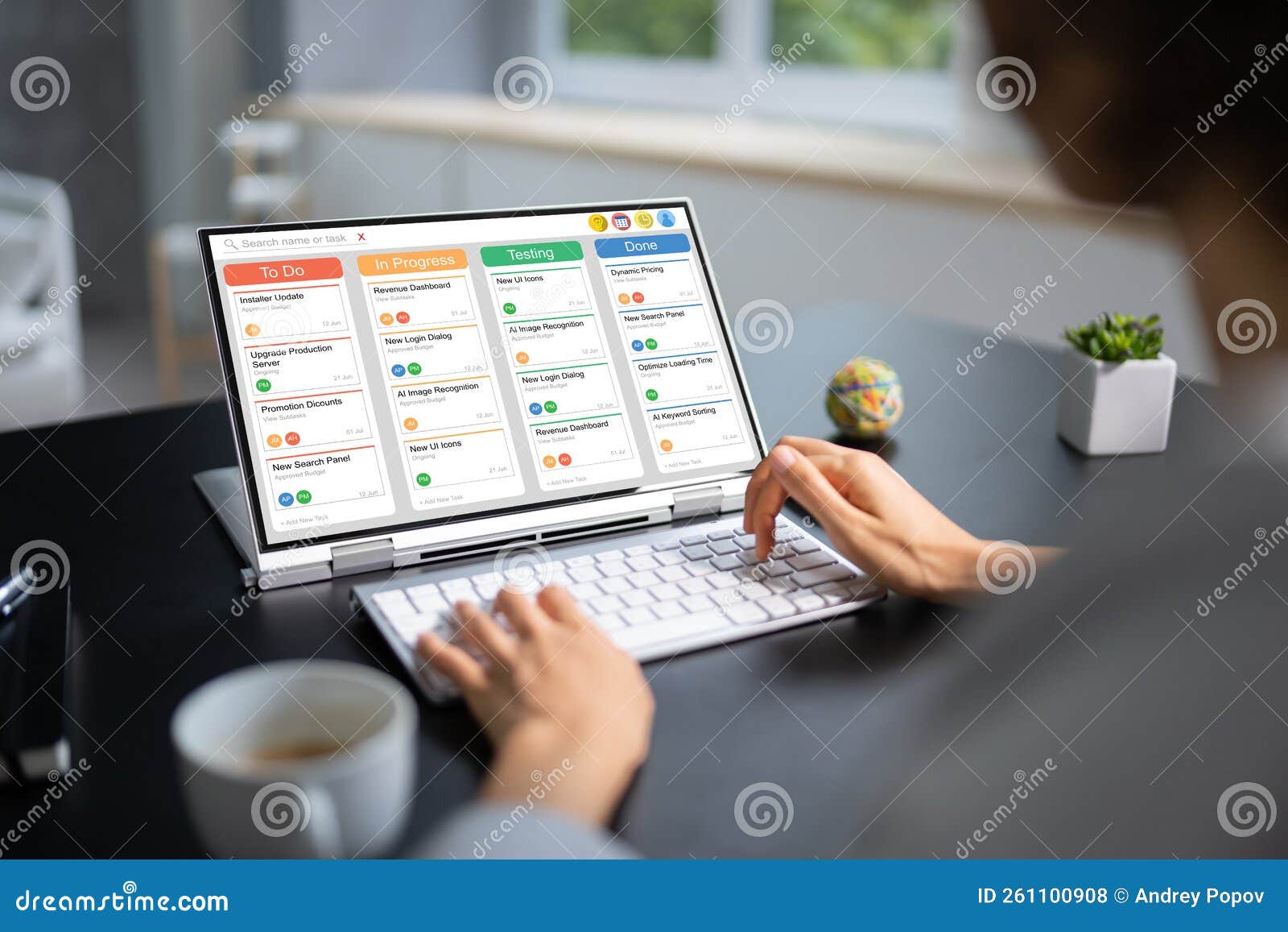 Kanban Project Schedule Management Software App Stock Photo - Image of ...