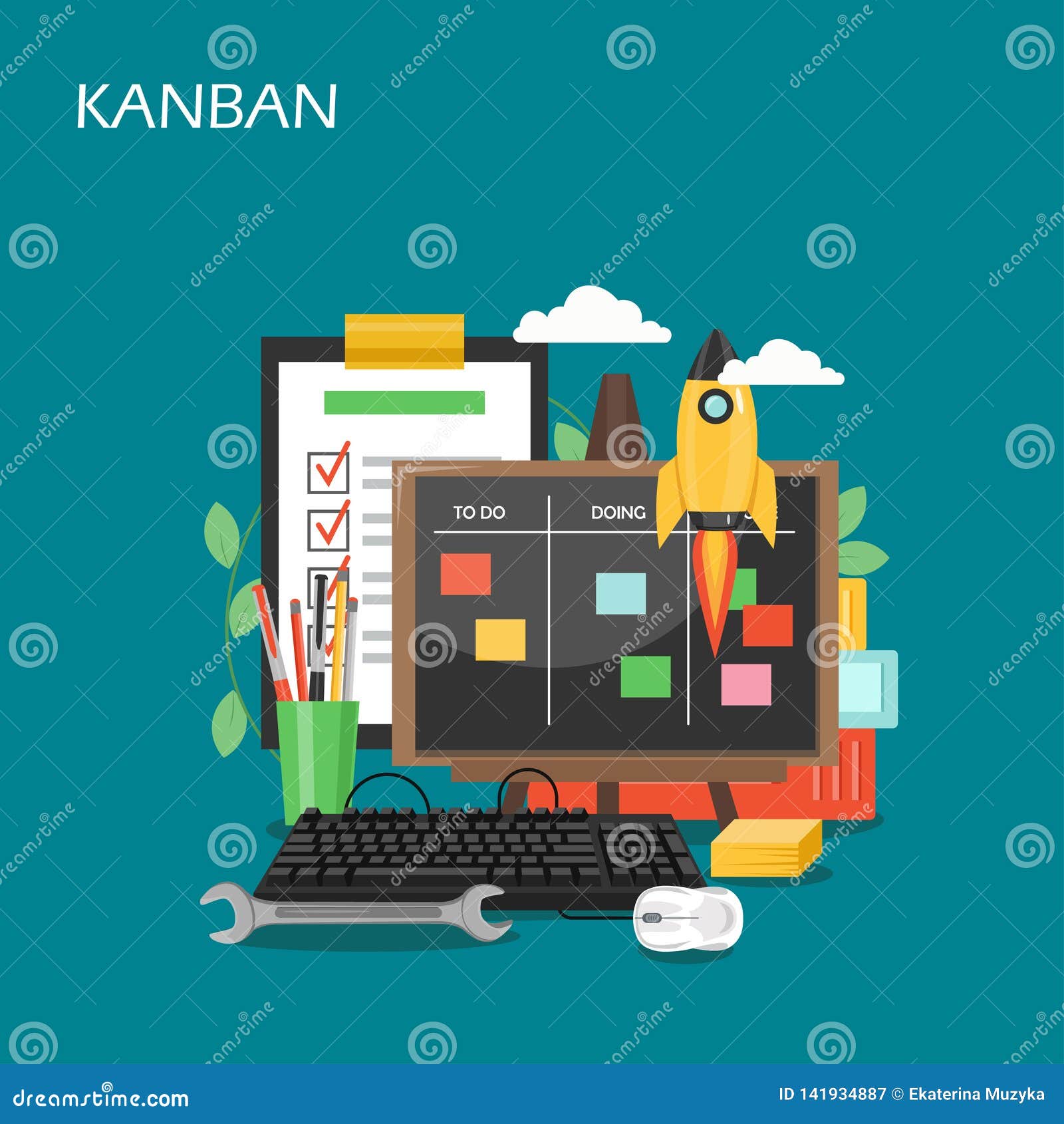 Kanban Concept Vector Flat Style Design Illustration Stock Vector ... Kanban Concept Vector Flat Style Design Illustration Stock Vector ...