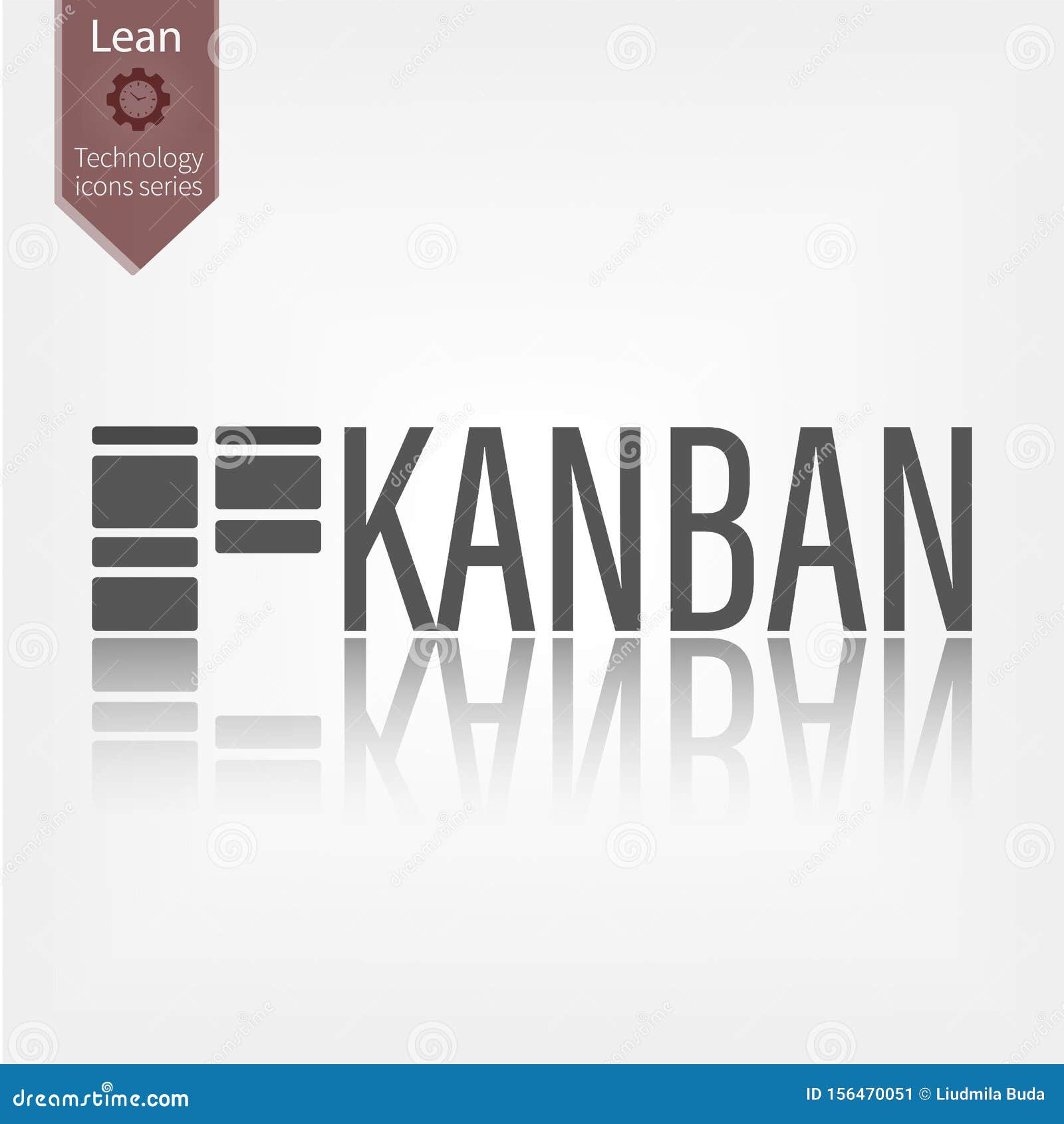 Kanban Word Vector Illustration. Lean Manufacturing Tool Icon. Stock ...