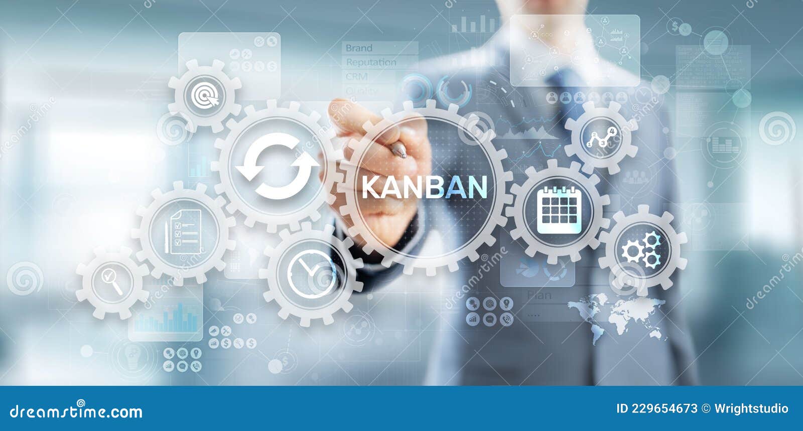 Kanban Work Flow Process Management System Concept On Virtual Screen ...