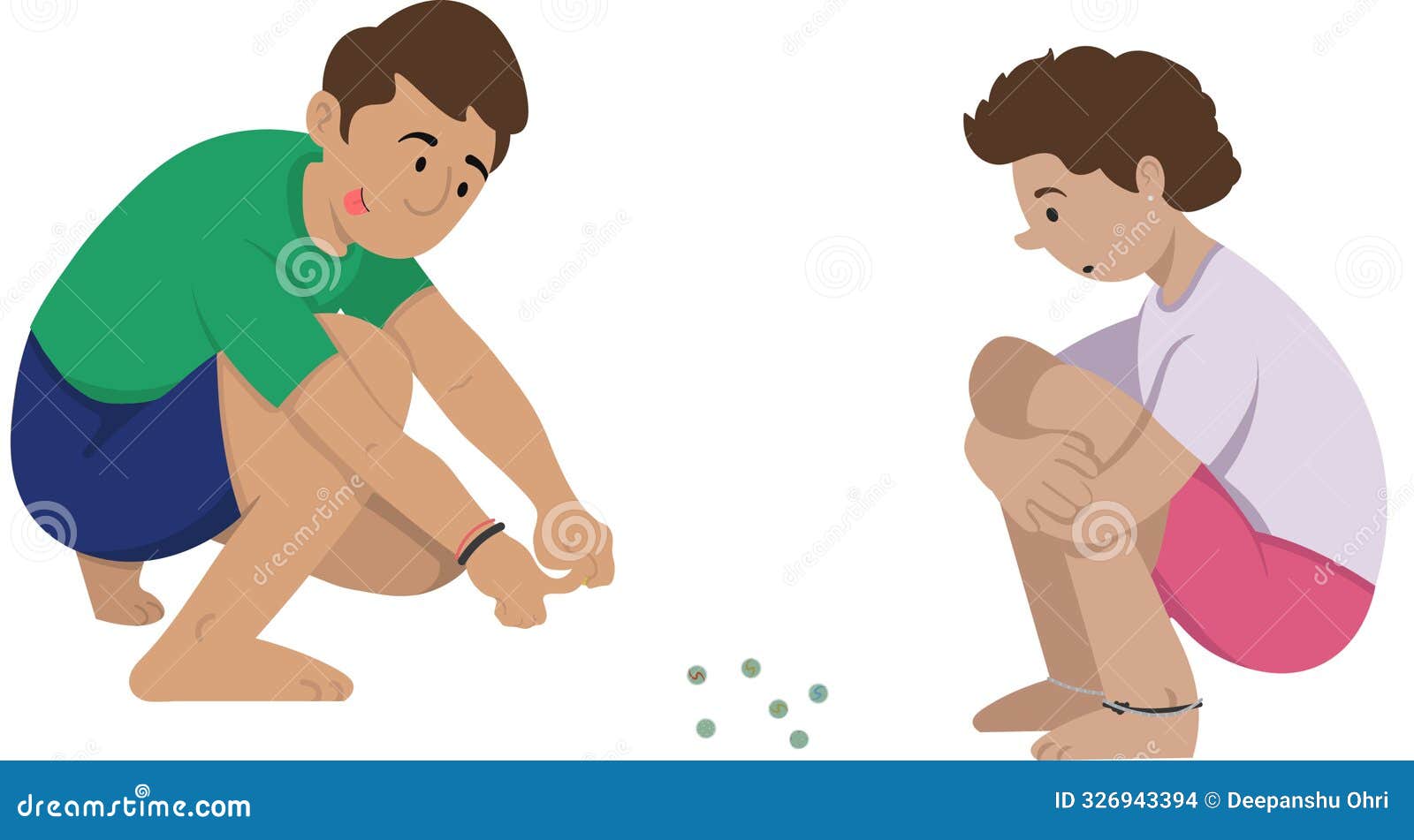 Indian Kids Playing Kancha or Marbles Stock Illustration - Illustration ...