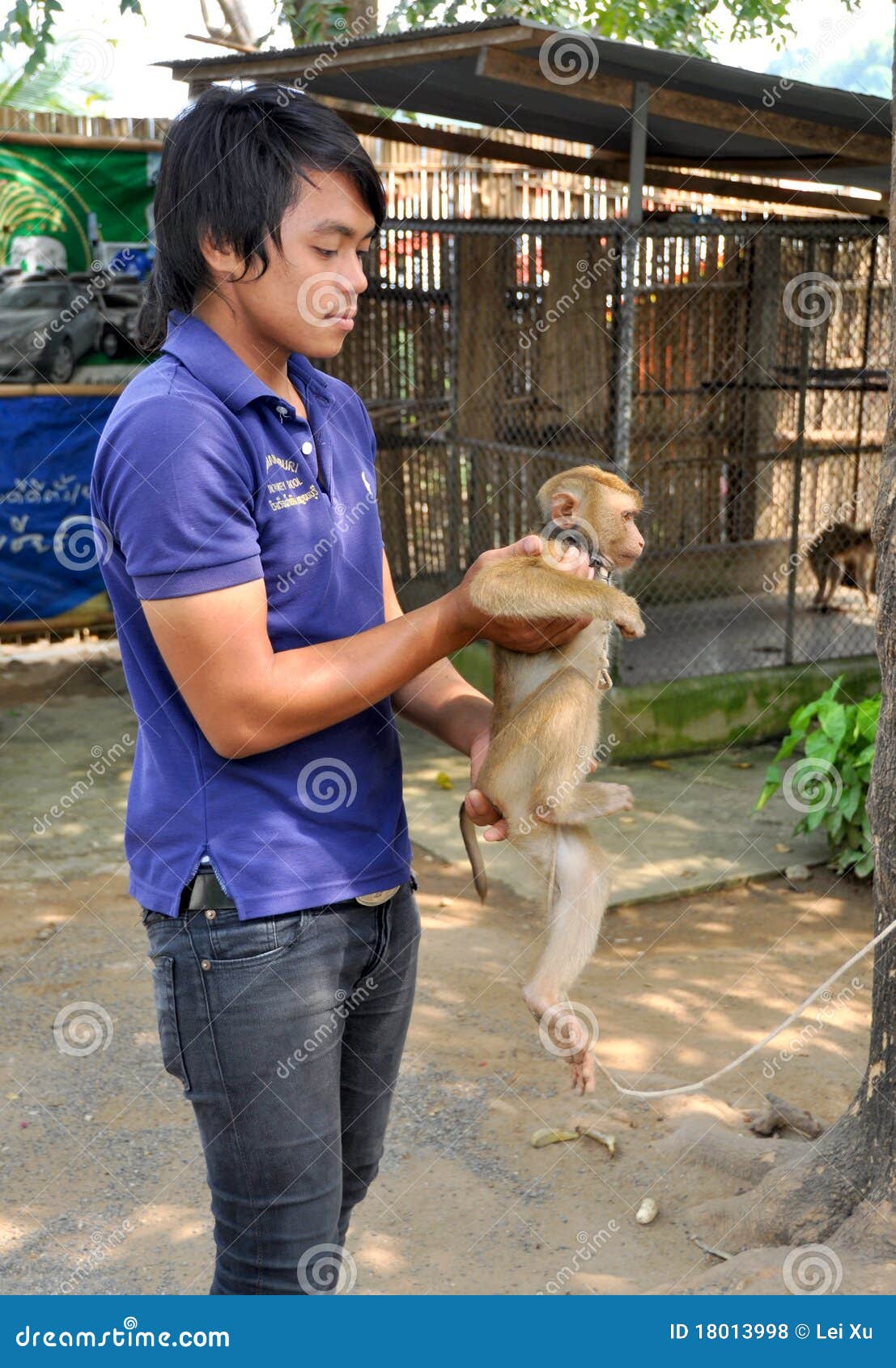 Kanchanaburi, Thailand: Trainer with Monkey Editorial Stock Photo ...