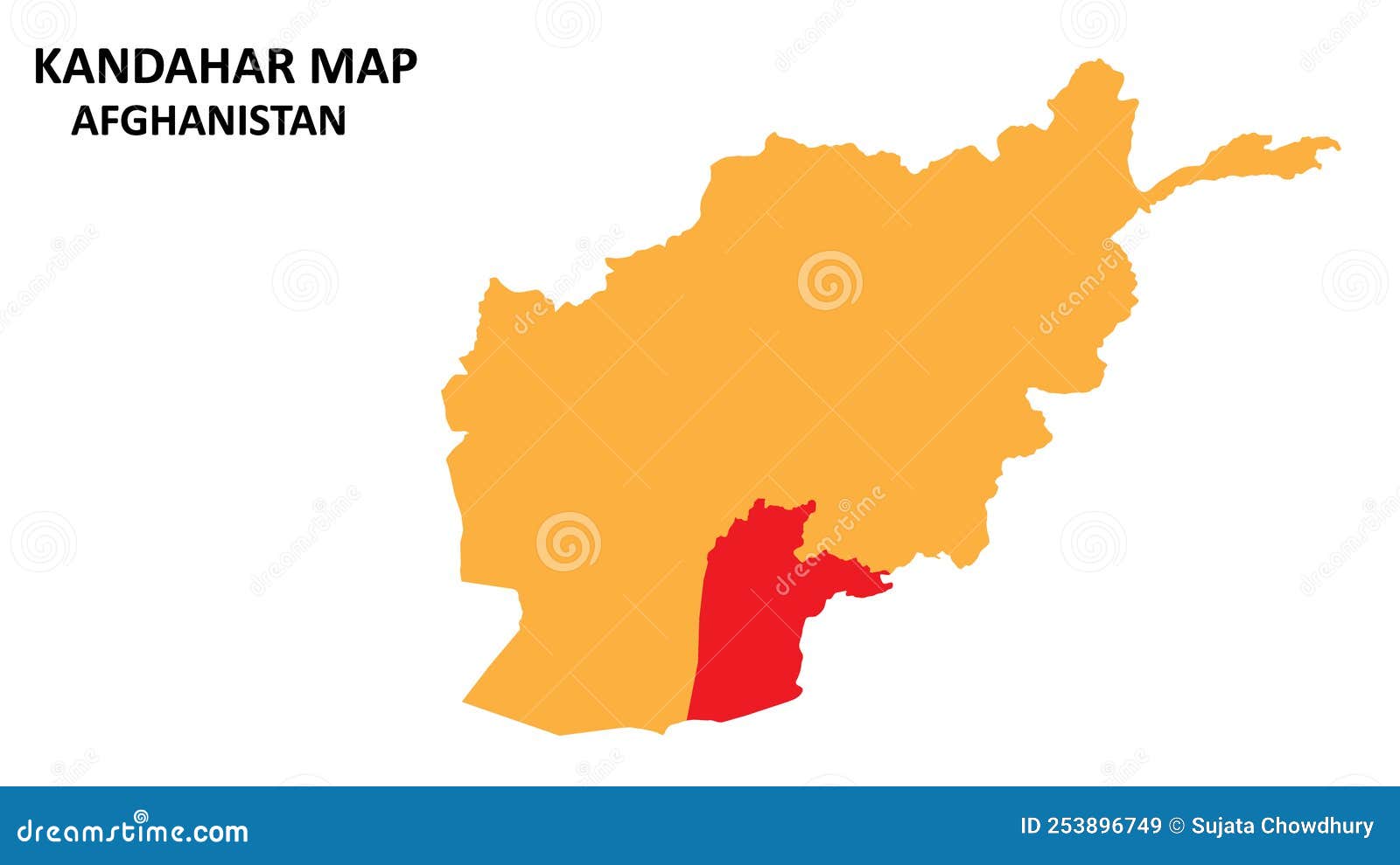 Kandahar State and Regions Map Highlighted on Afghanistan Map Stock ...