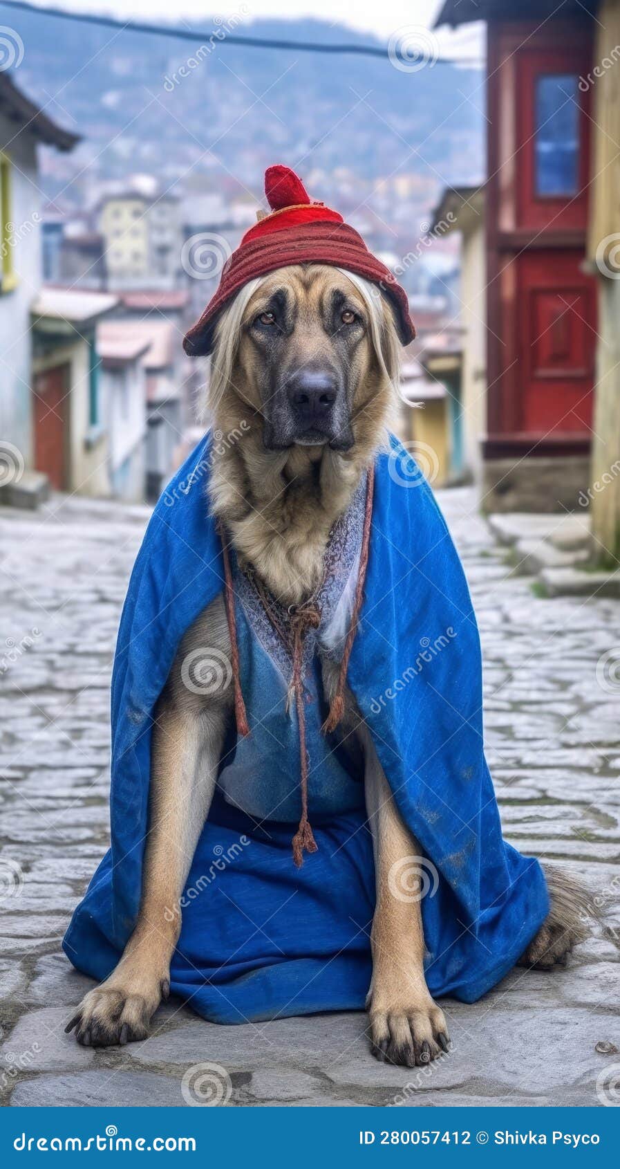 A Kangal Dog In Old Turkish Clothes Generative AI Stock Photography ...