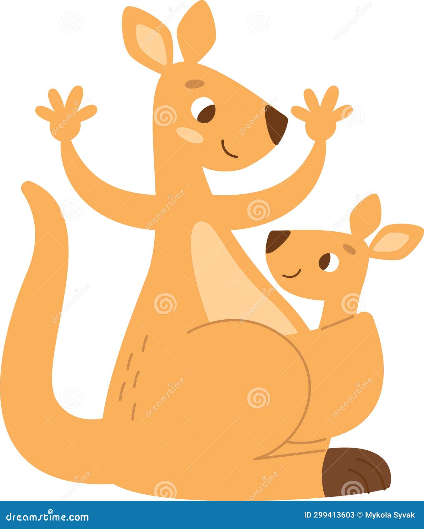 Kangaroo Animal with Baby stock vector. Illustration of wild - 299413603