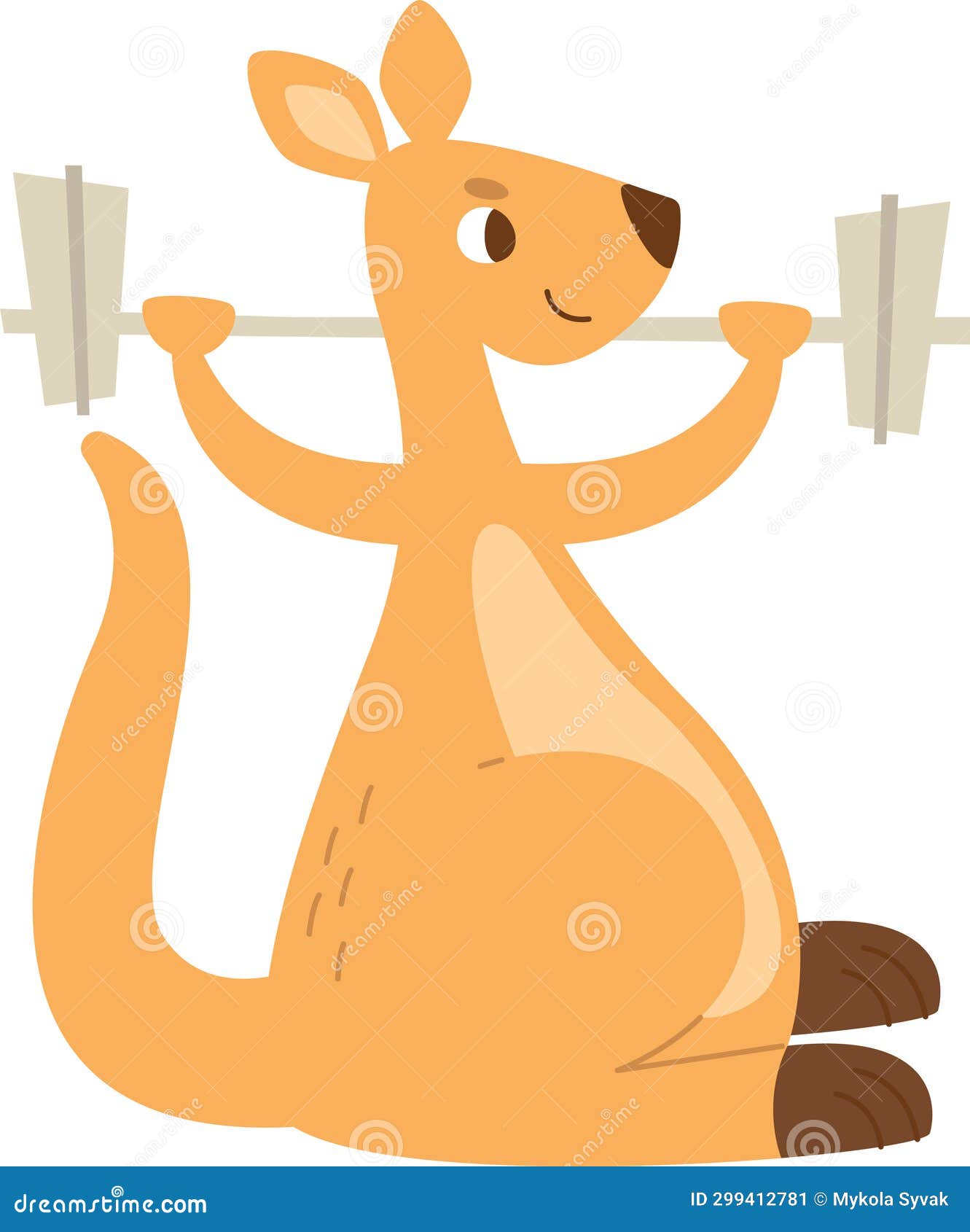 Kangaroo Animal with Dumbbell Stock Illustration - Illustration of ...