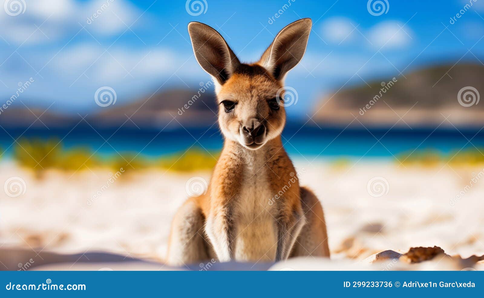 Kangaroo on the beach stock illustration. Illustration of horizon ...